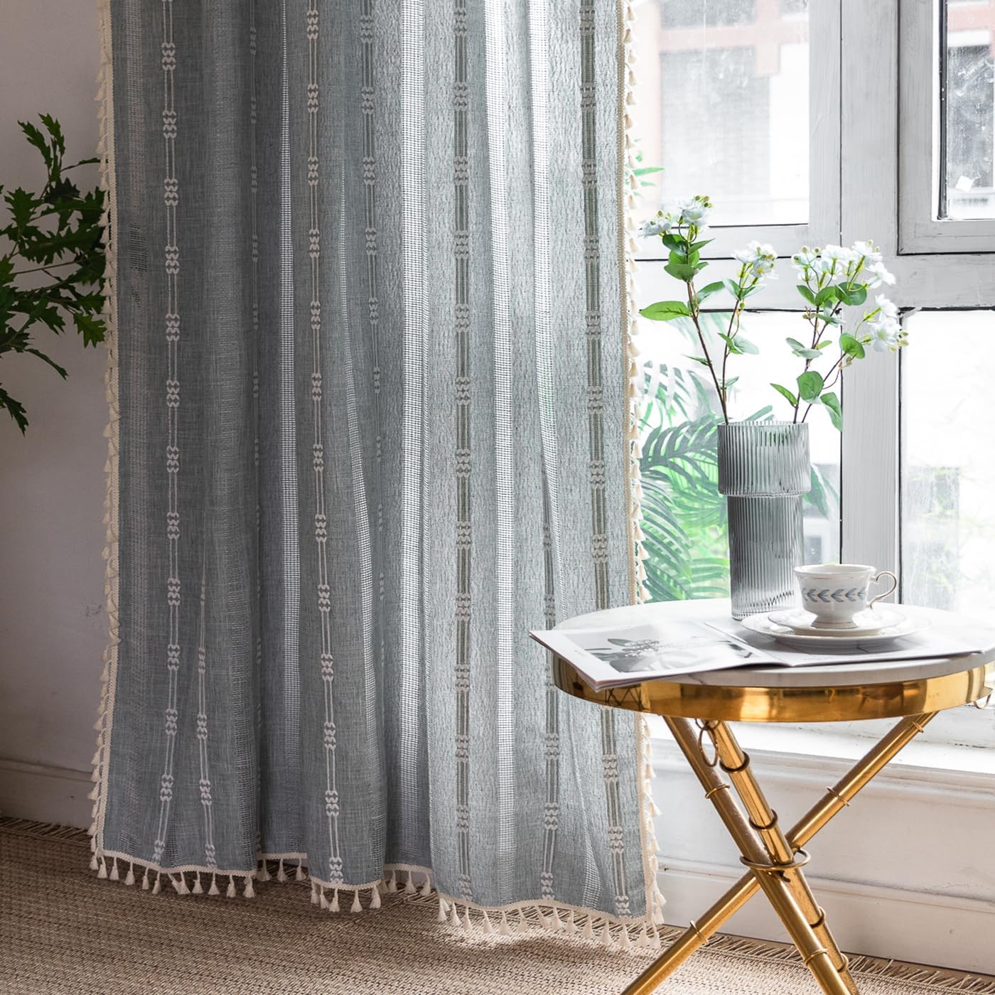 Amazon.com: Linen Farmhouse Boho Curtains 63" 84" 96" Inches Length 2 ...