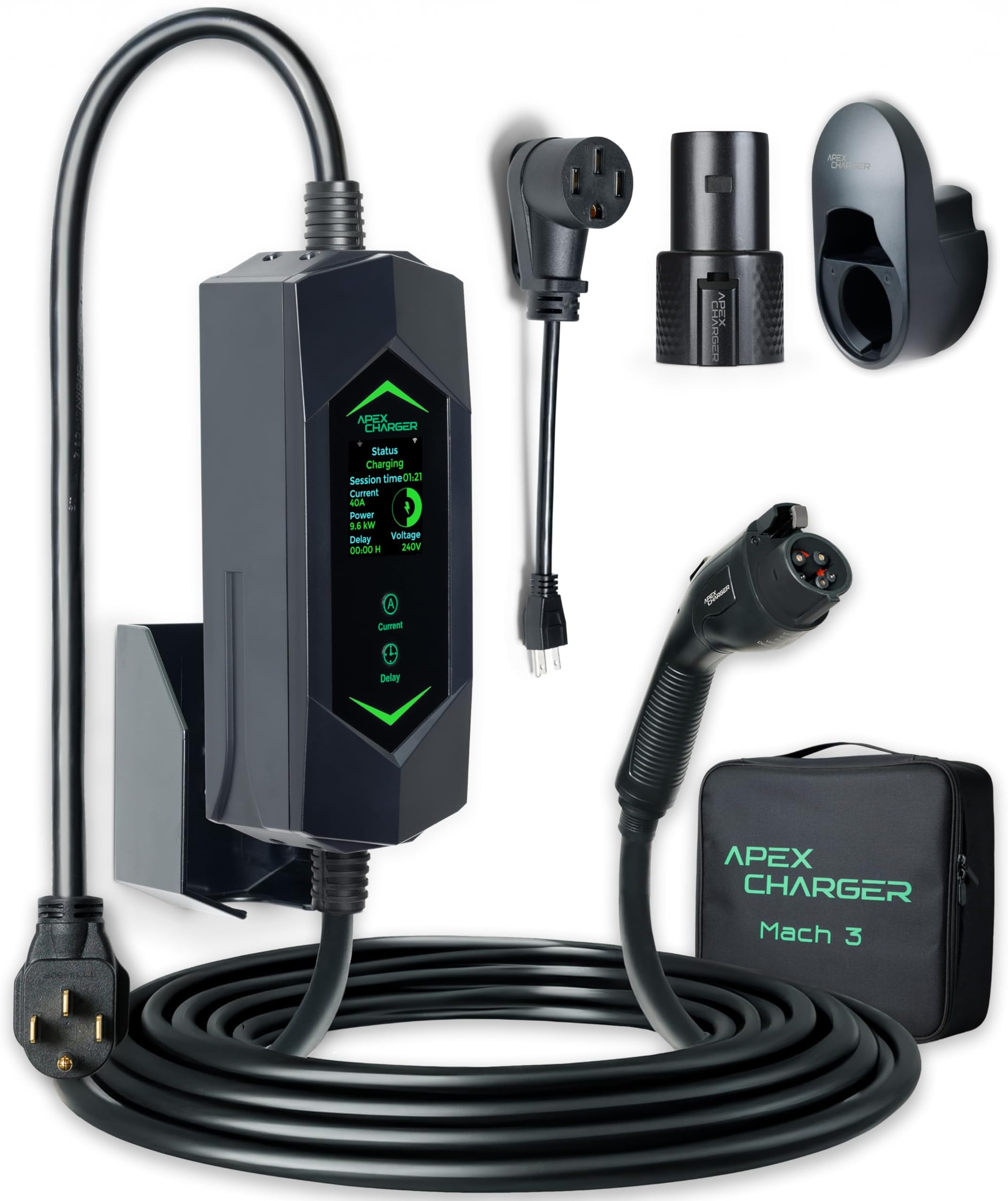 Amazon.com: MACH 3 Fast 40 Amp Level 1&2 Portable EV Charger, Electric ...