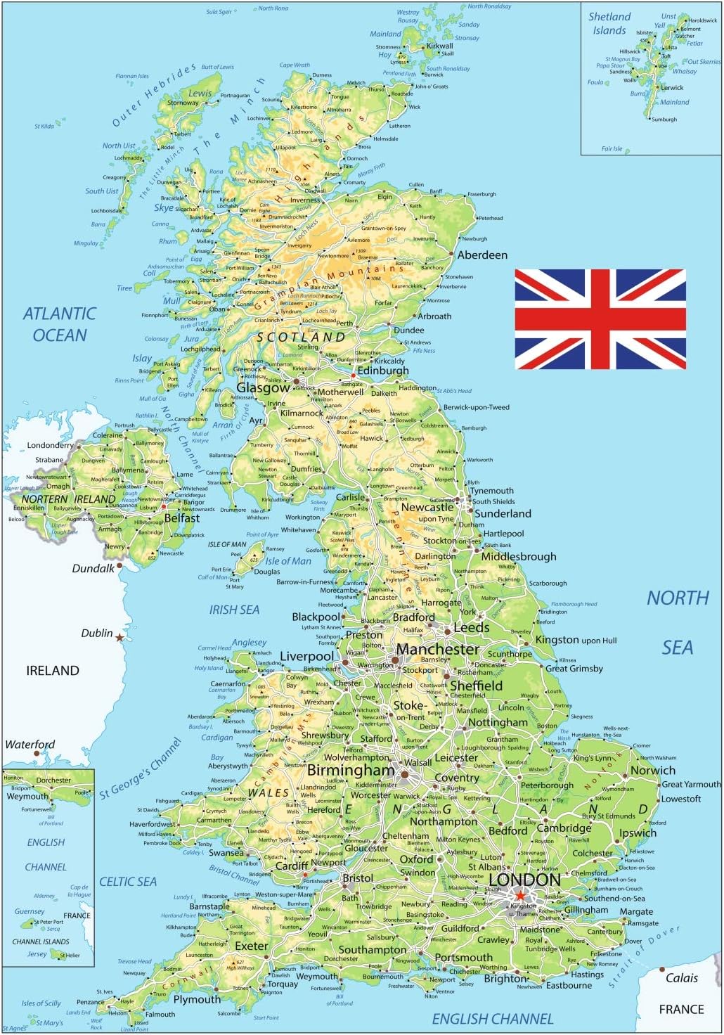 Great Britain Map A3 Size : Amazon.co.uk: Stationery & Office Supplies