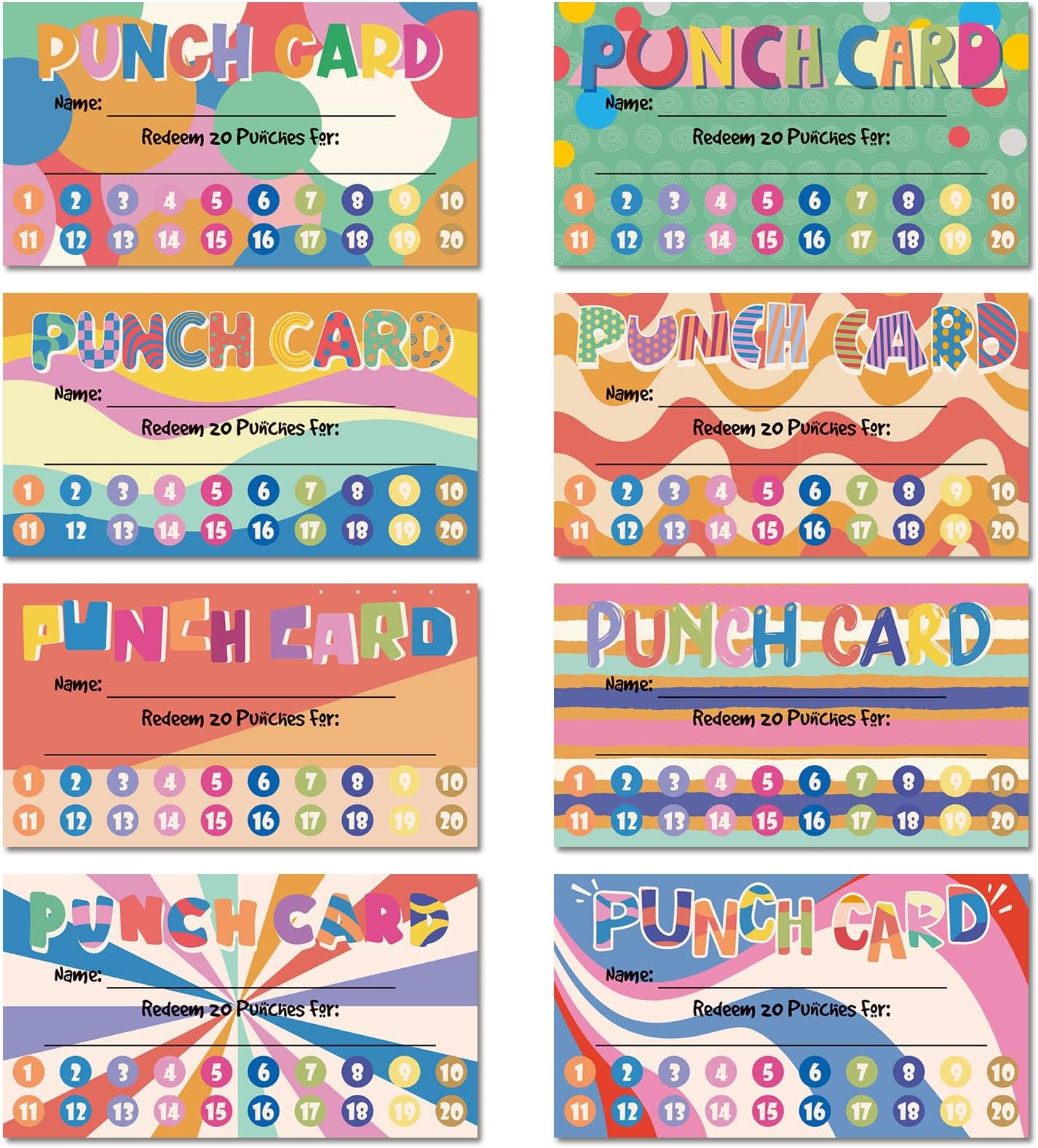 Amazon.com : Fumete 400 Pcs Punch Cards for Classroom Reward Cards ...