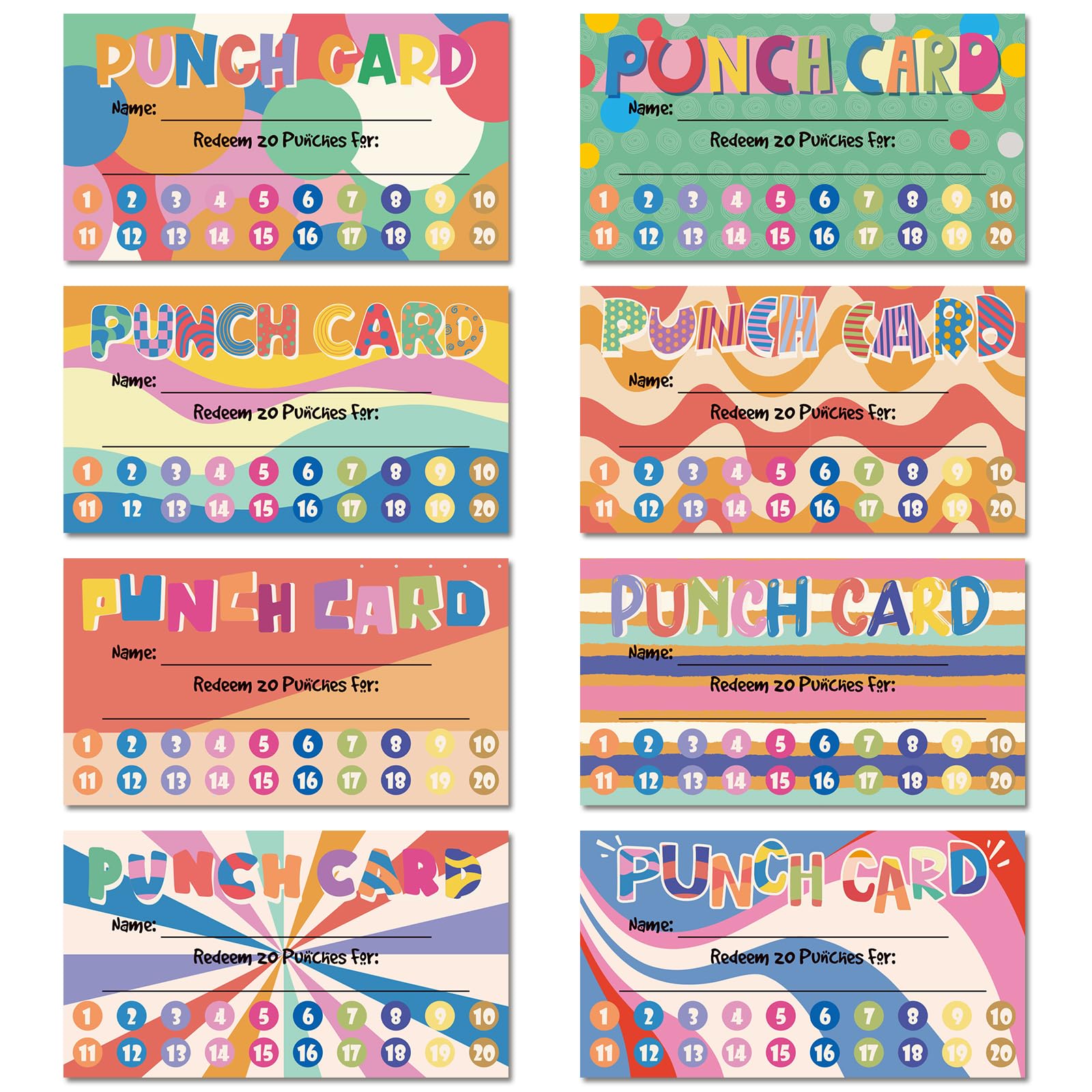 Amazon.com : Fumete 400 Pcs Punch Cards for Classroom Reward Cards ...