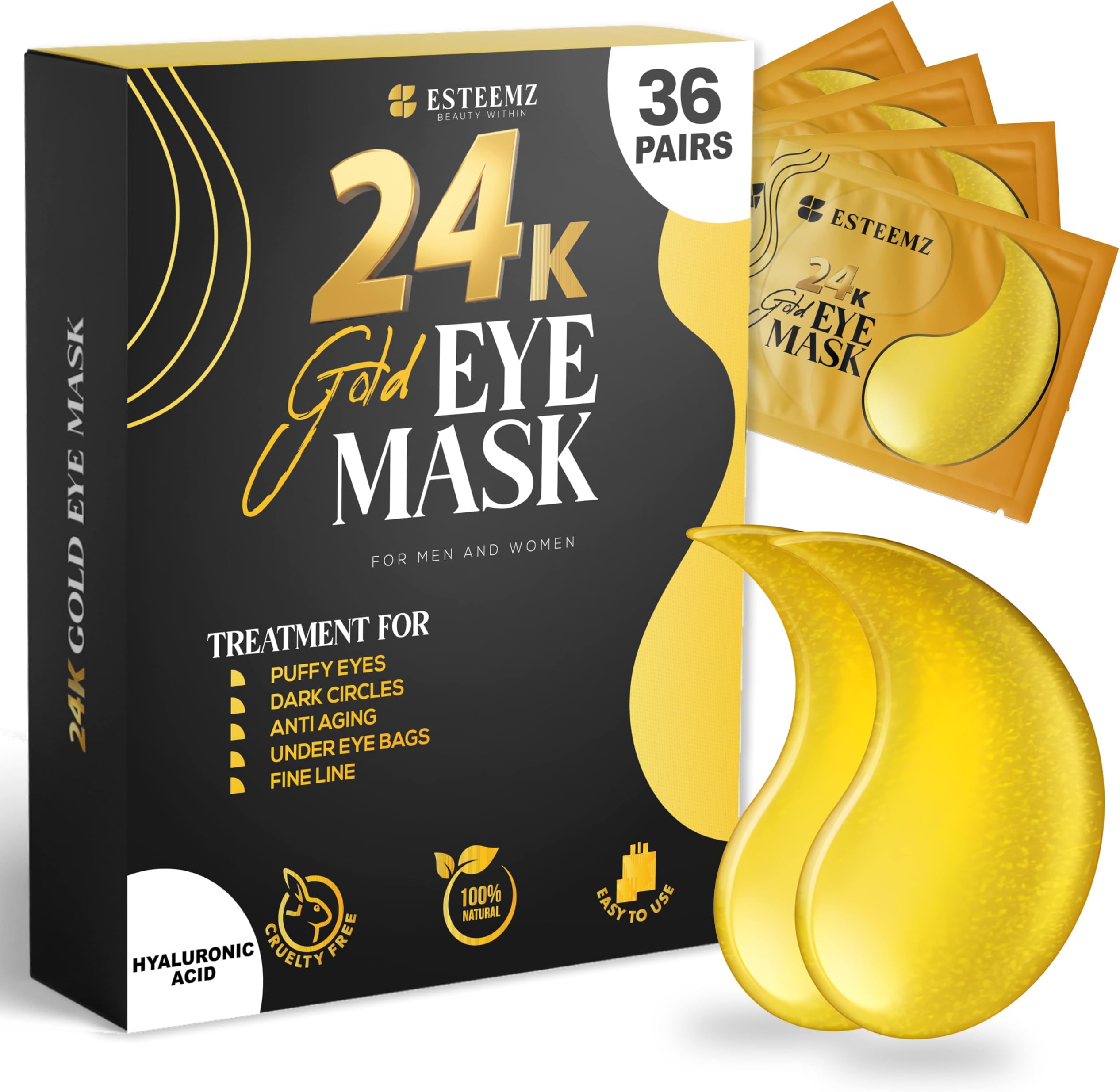 Amazon.com : 24K Gold Under Eye Mask (20 Pairs) - Under Eye Mask for ...