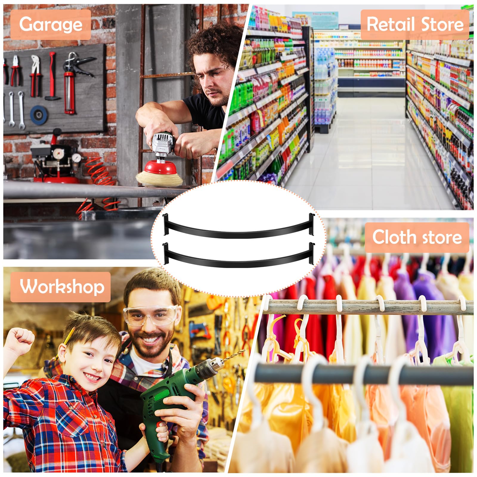 Snapklik.com : Yaocom 2 Pcs Quarter Circle Hangrail For Wire Grid - 30 ...