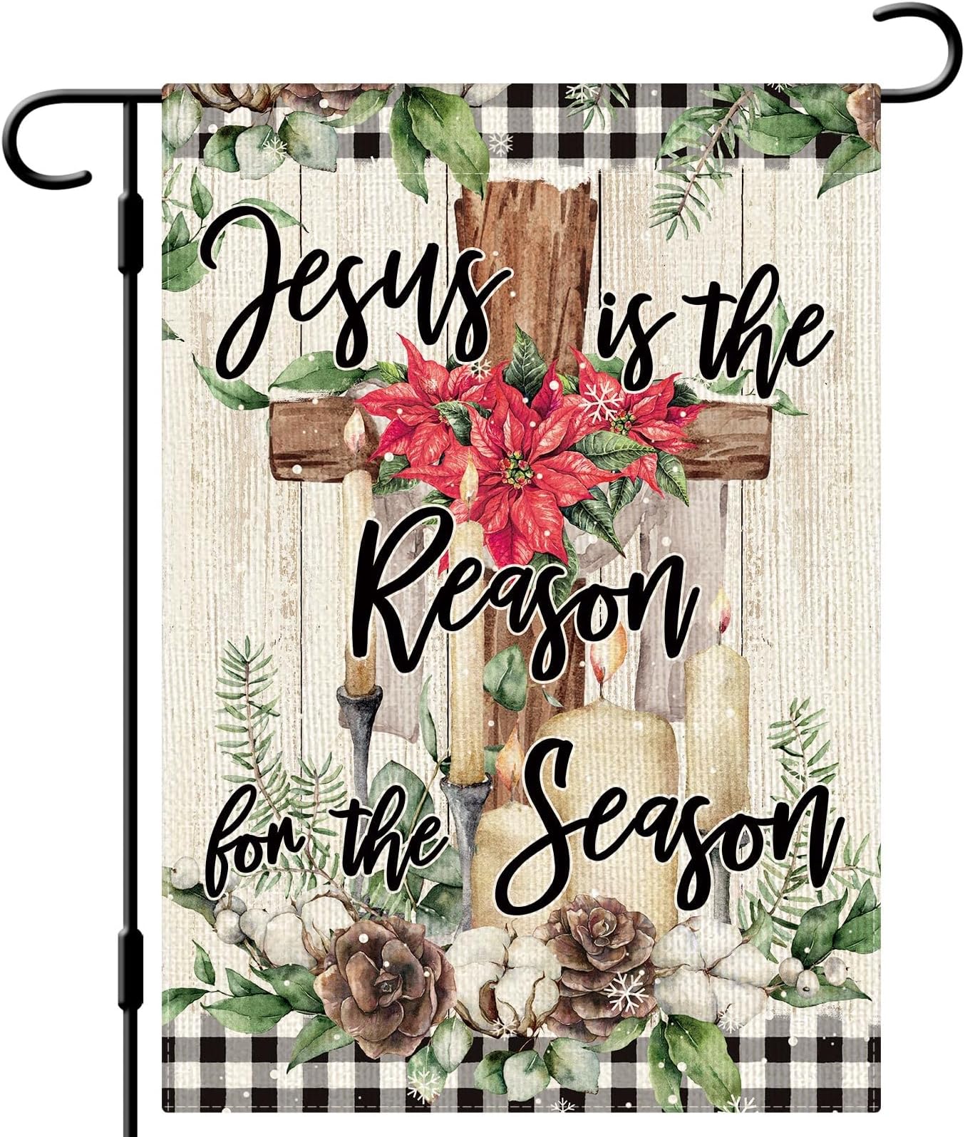 Amazon.com : DLZDN Christmas Cross Garden Flag Jesus Is the Reason for ...