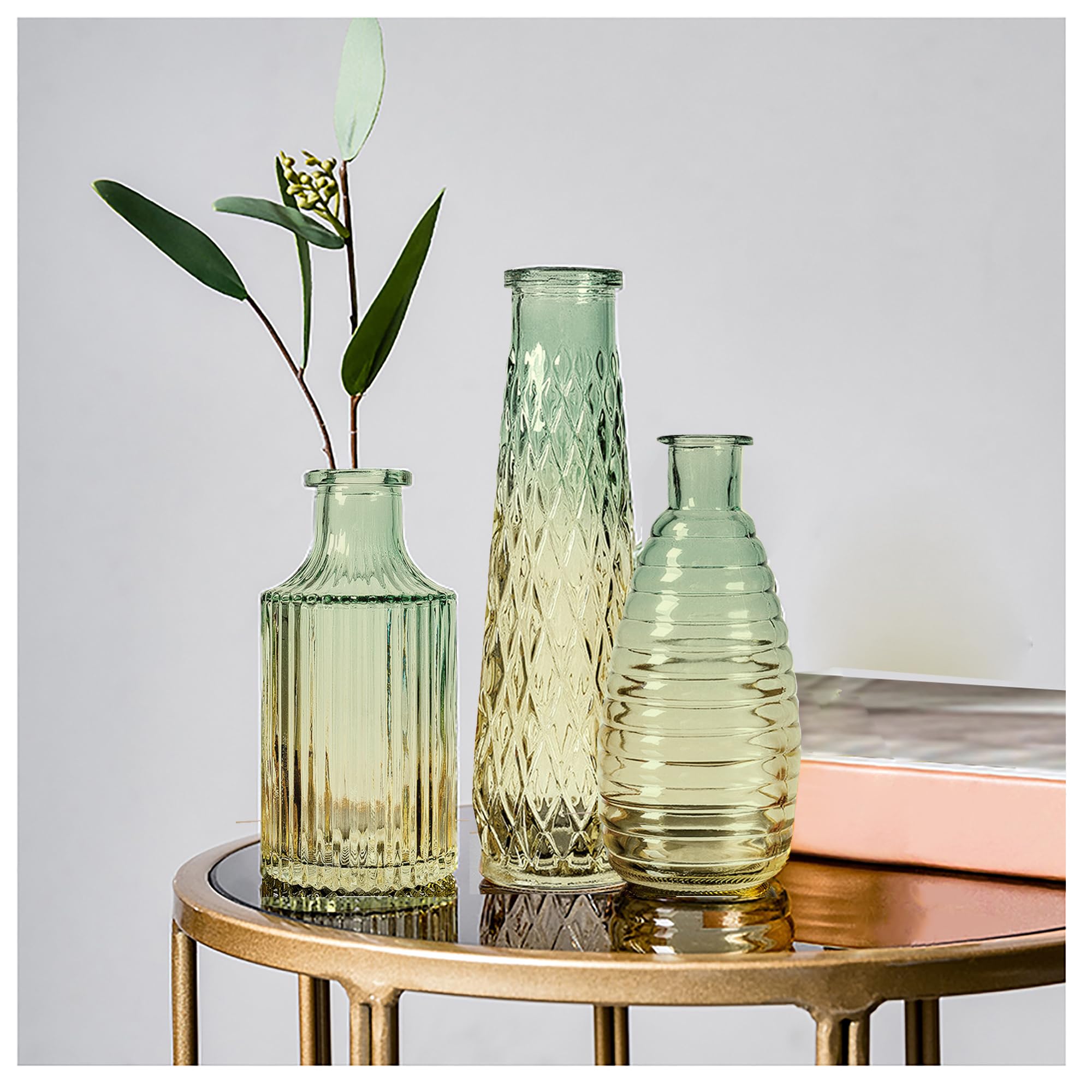 Snapklik.com : FANTESTICRYAN Baroque Bud Glass Vases Set Of 3, Retro ...