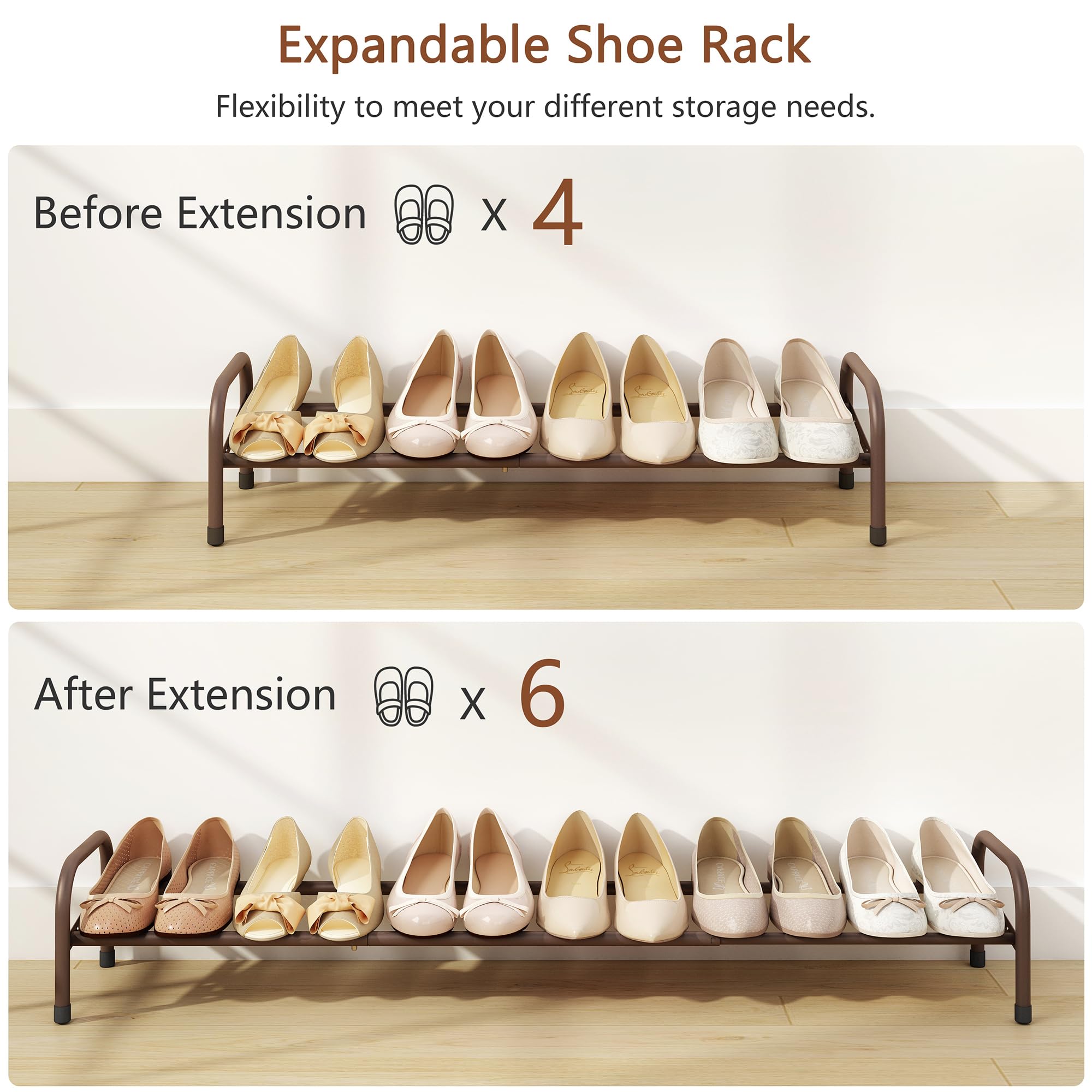 Snapklik.com : 1-Tier Shoe Rack Expandable, Width Adjustable Shoe Shelf ...