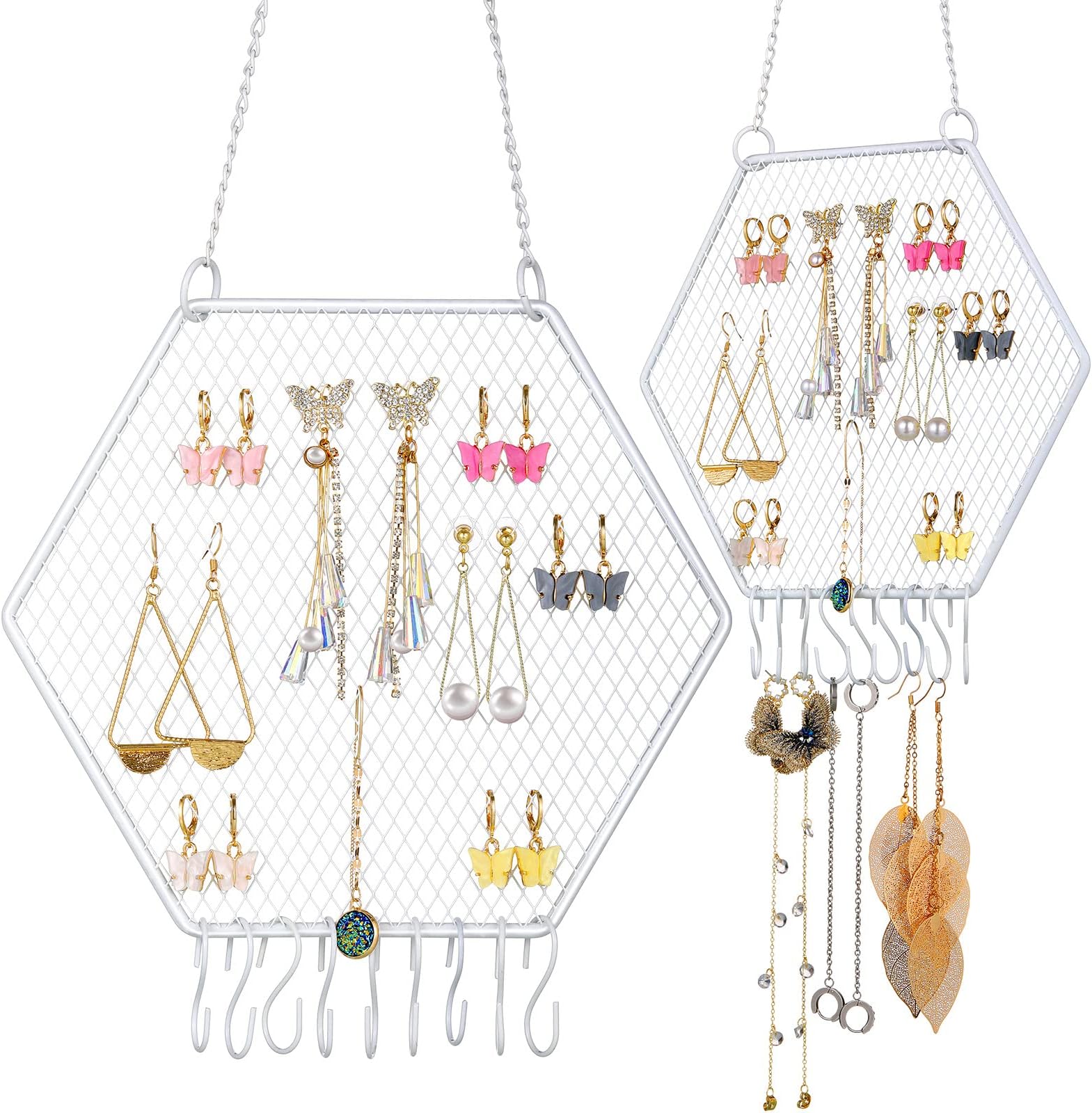 Amazon.com: Heesch Hanging Earring Organizer Frame Wall Mounted Jewelry ...
