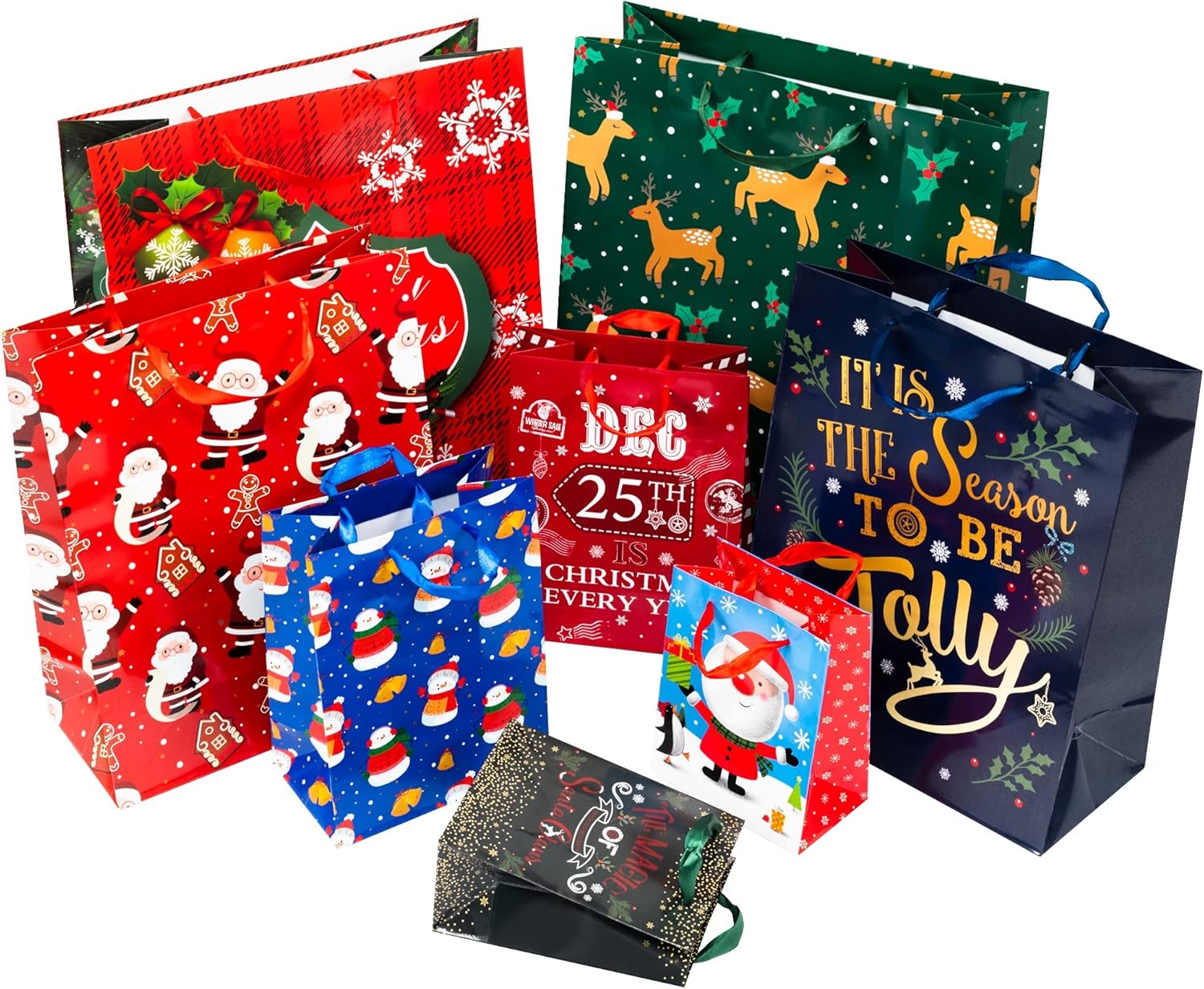 Amazon.com: Novnsoi 24 PCS Christmas Gift Bags for Wrapping, Recyclable ...