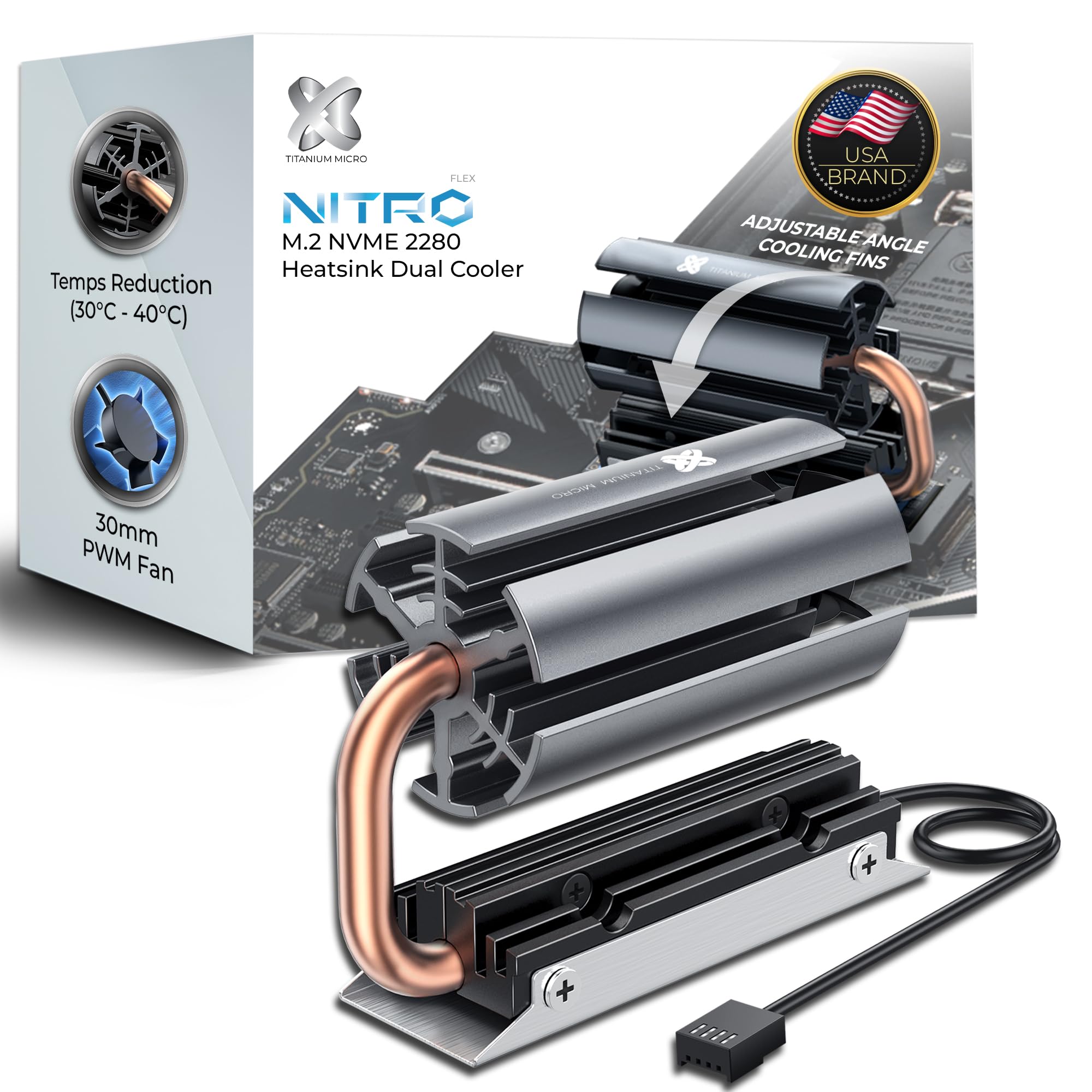 Amazon.com: Titanium Micro NITROFLEX SSD Heatsink M.2 NVMe Cooler ...