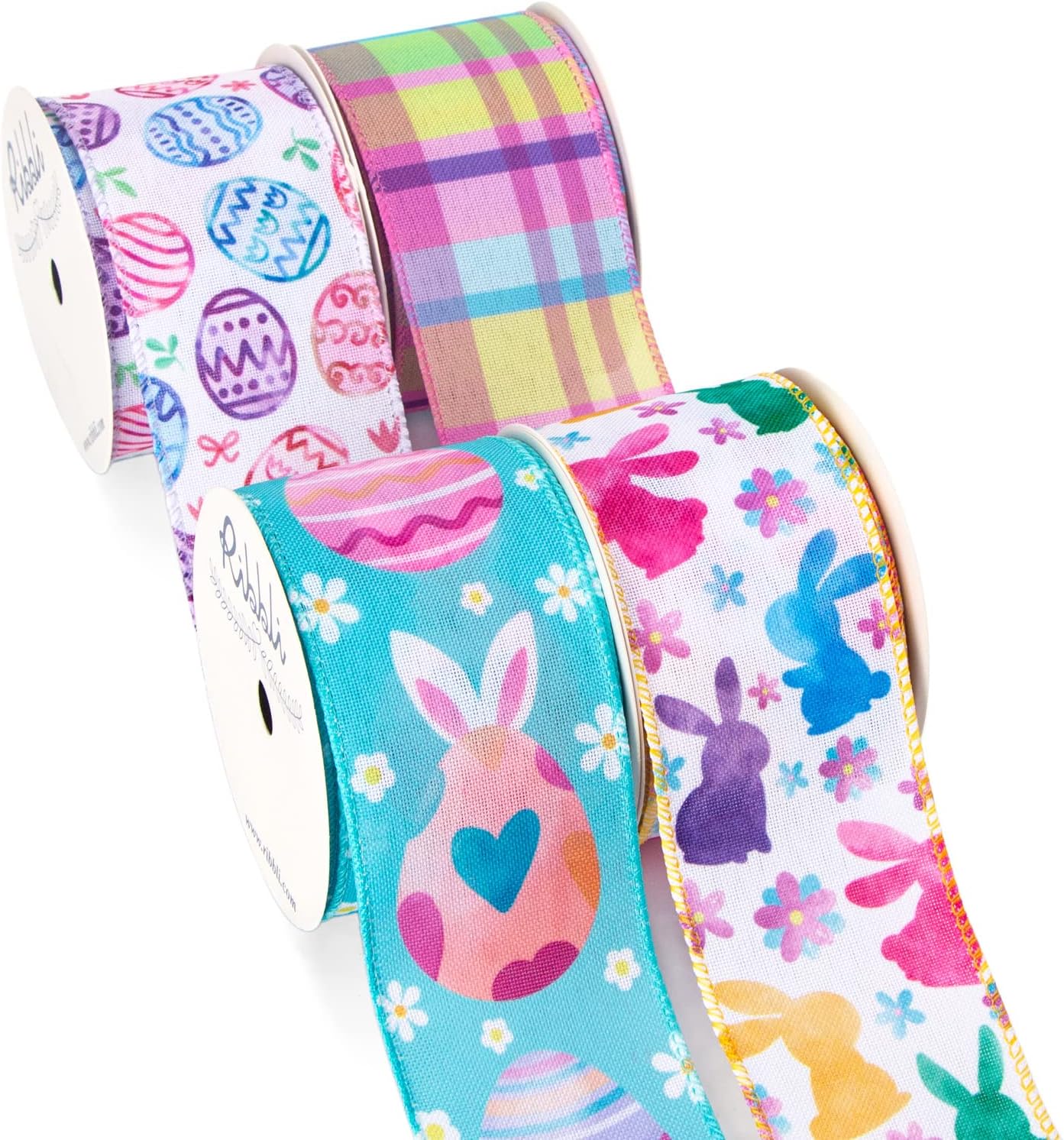 Amazon.com: MTLEE 6 Rolls Easter Ribbons Wired Edge Spring Ribbon ...