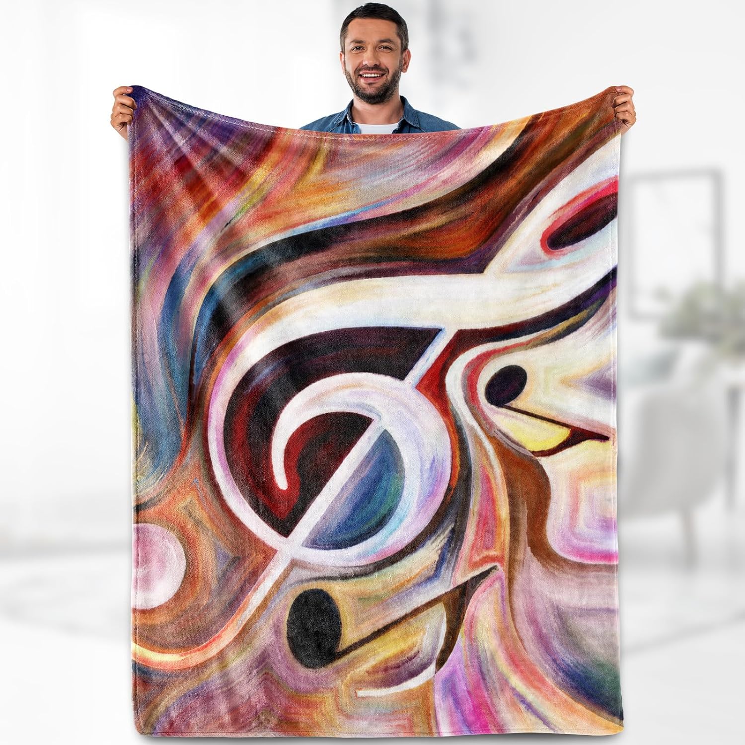 Amazon.com: Music Note Gifts Blanket for Women - Music Abstract Themed ...