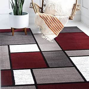 Amazon.com: Rugshop Contemporary Modern Boxes Area Rug 5' 3" X 7' 3 ...