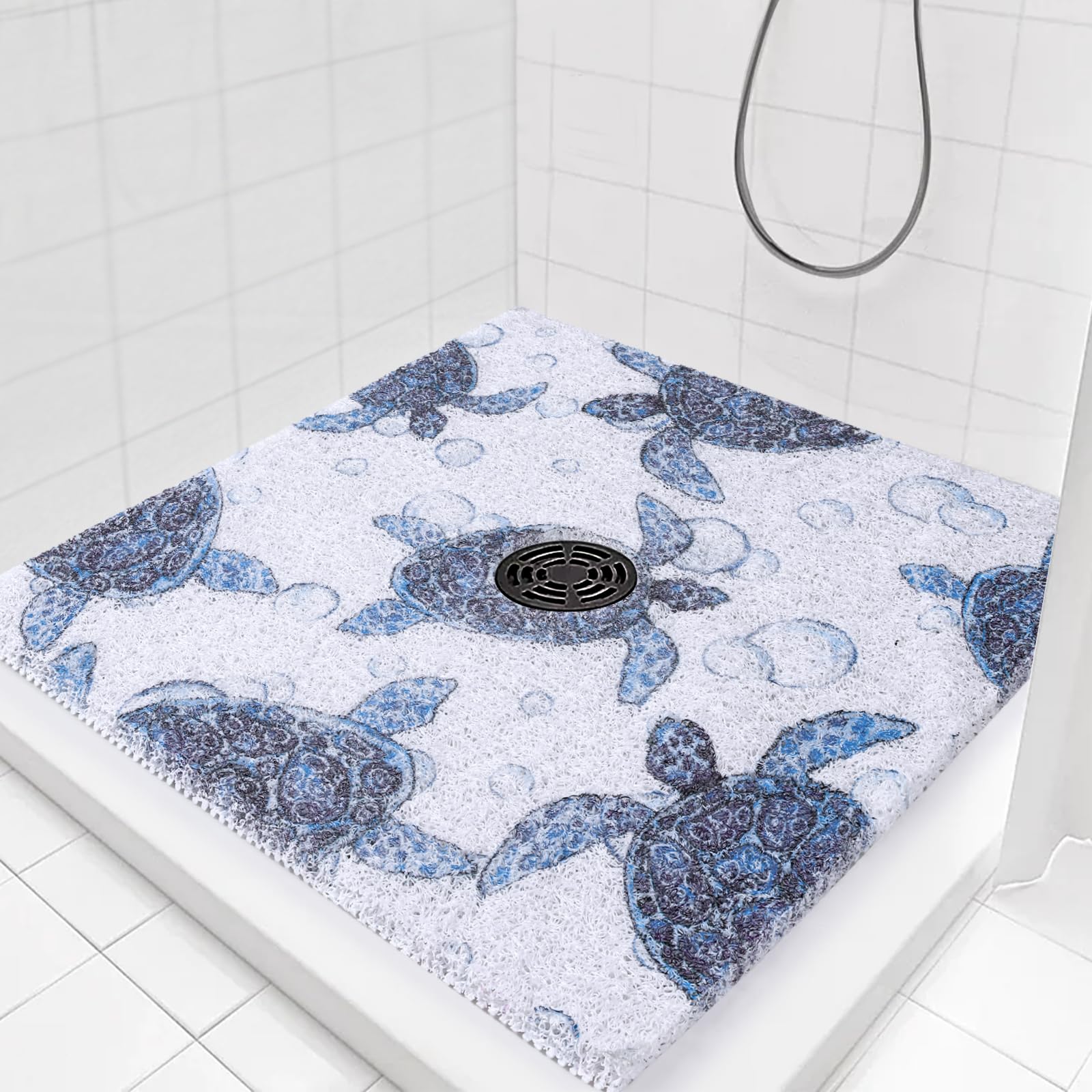 Amazon.com: HOMBYS Square Shower Mat Non Slip,Shower Mat with Drain ...