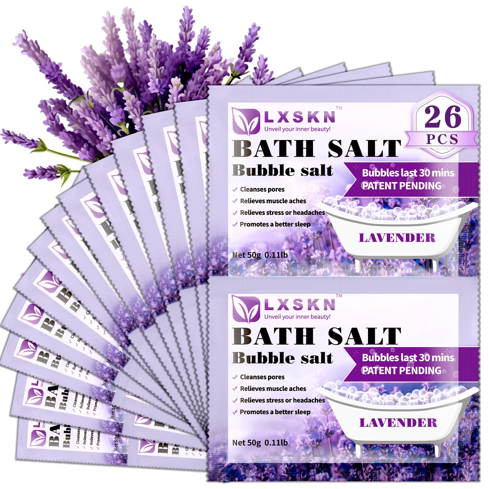 LXSKN Bubble Bath Salt - 26 PCS Bath Soak, Individually Packaged ...