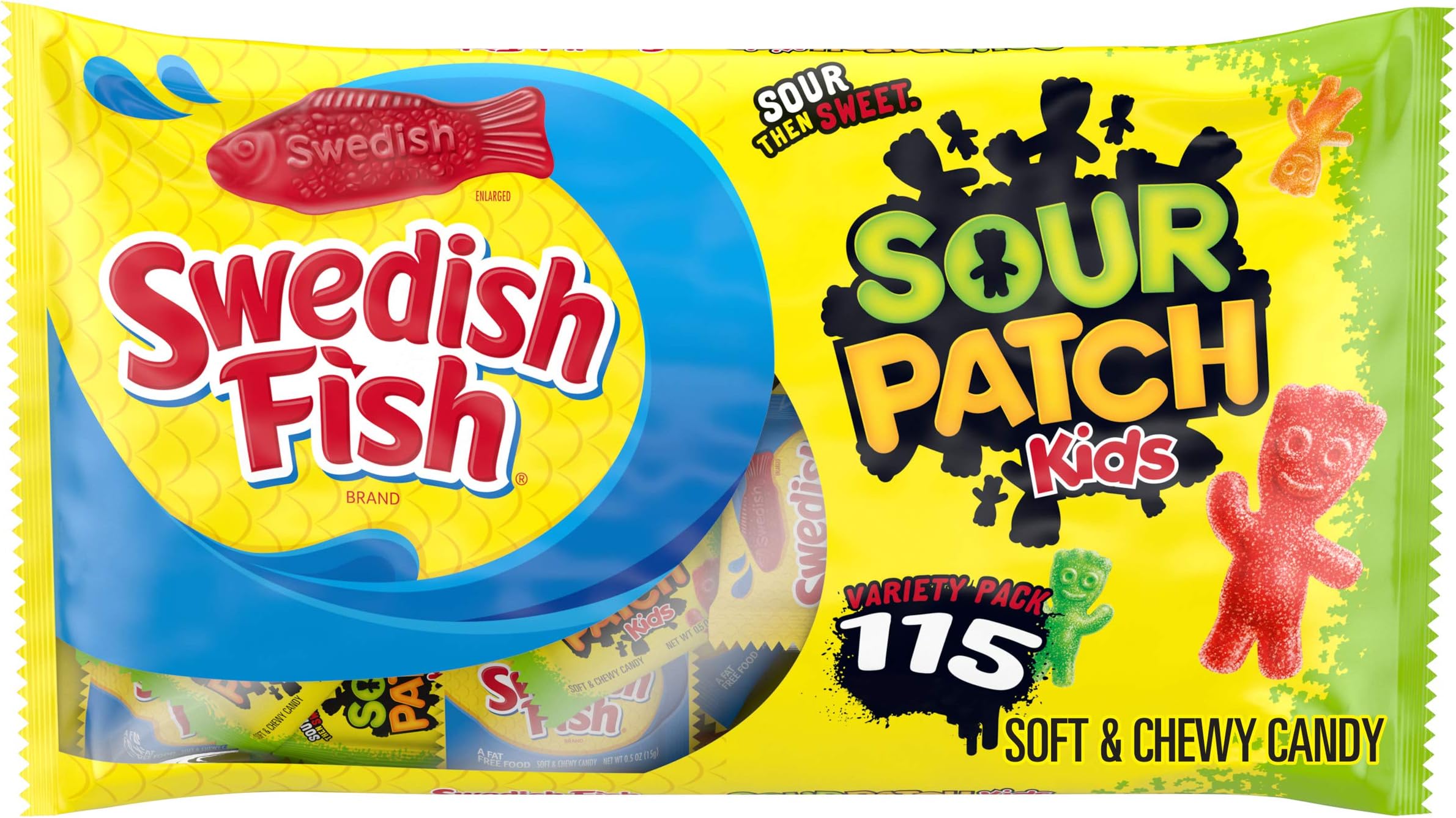 Amazon.com : SOUR PATCH KIDS & SWEDISH FISH Mini Halloween Candy ...