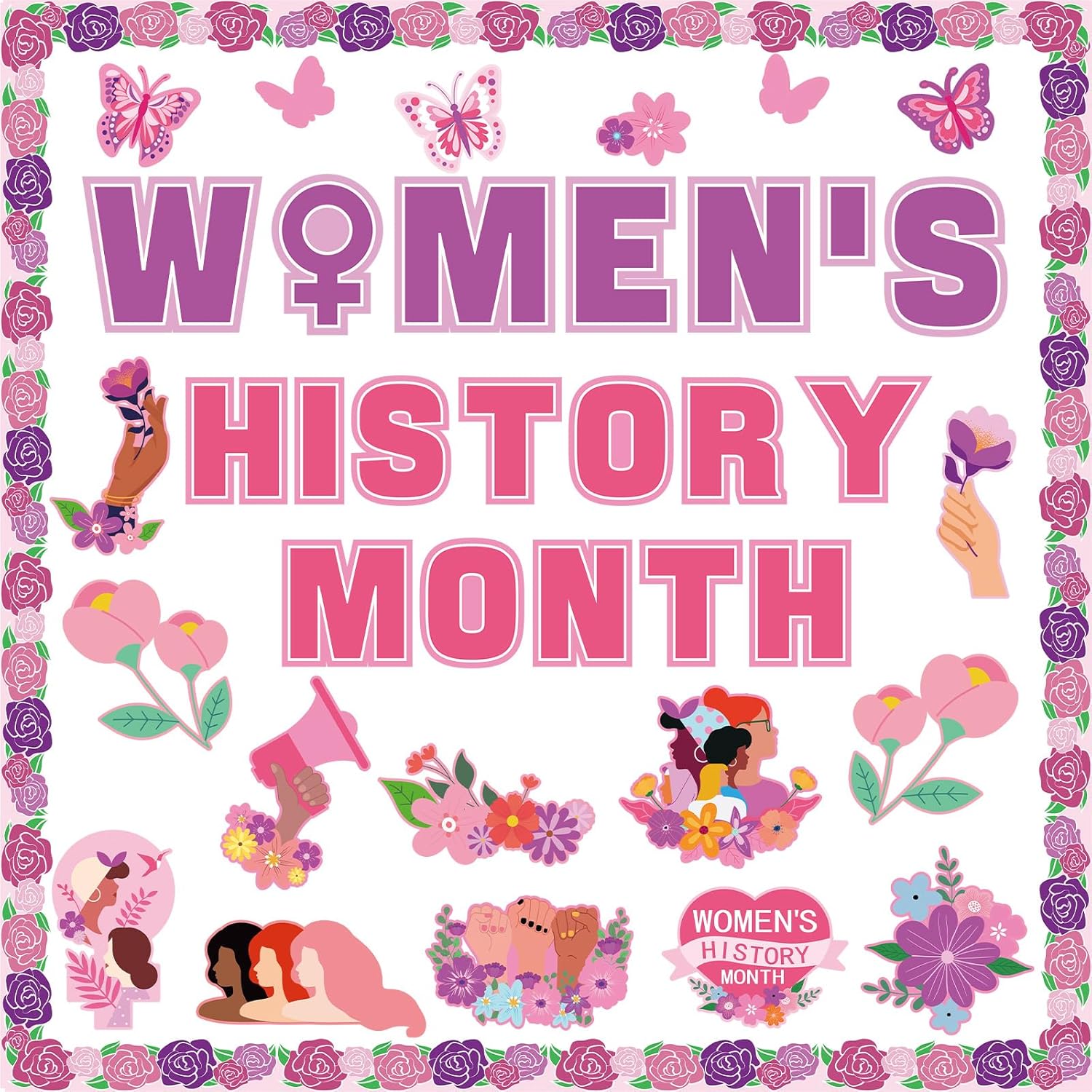Amazon.com : Sinload 57 Pcs Women History Month Bulletin Board ...