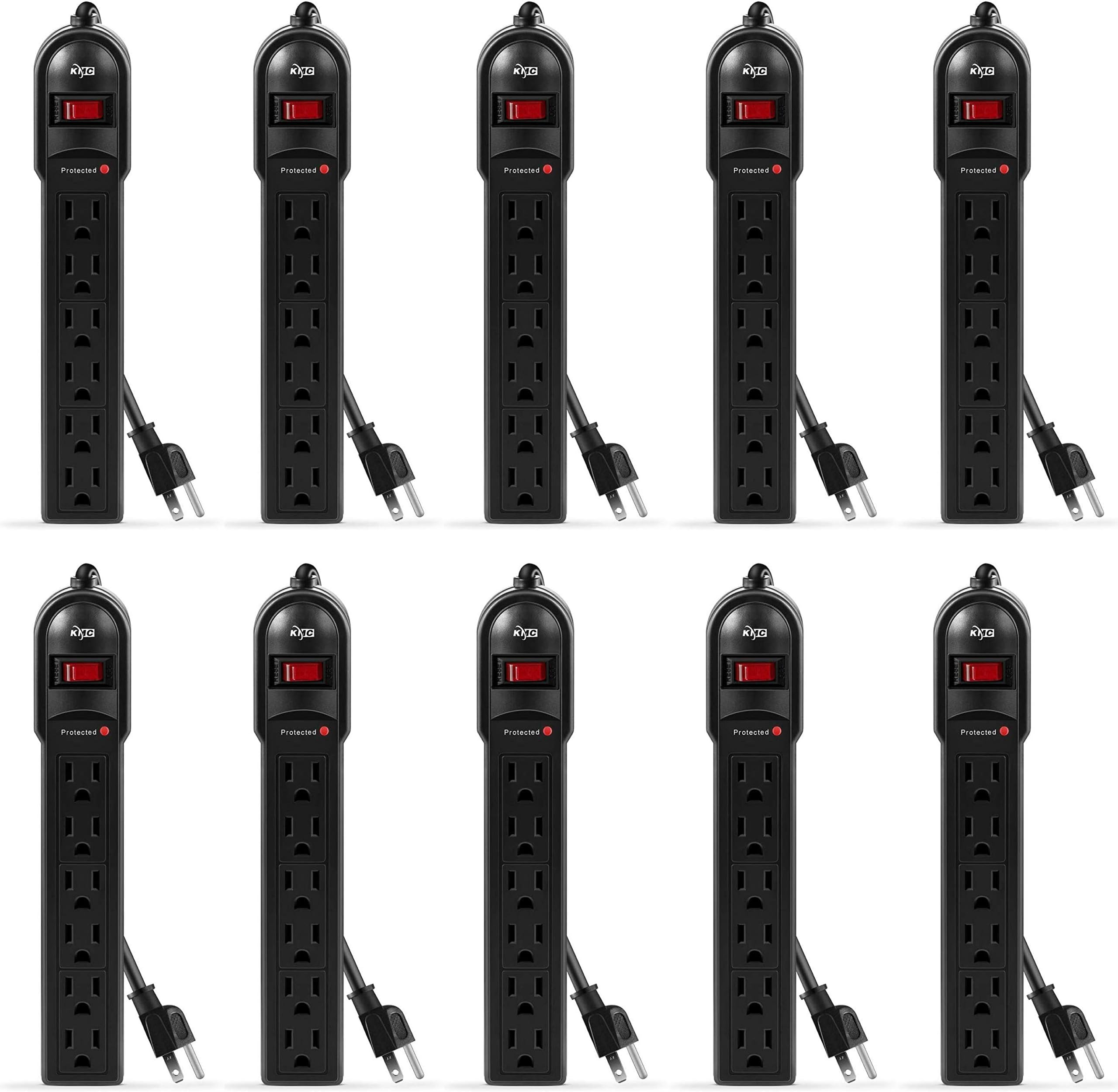 Amazon.com: Kanayu 30 Pcs 6 Outlet Power Strip Surge Protector Long 6ft ...