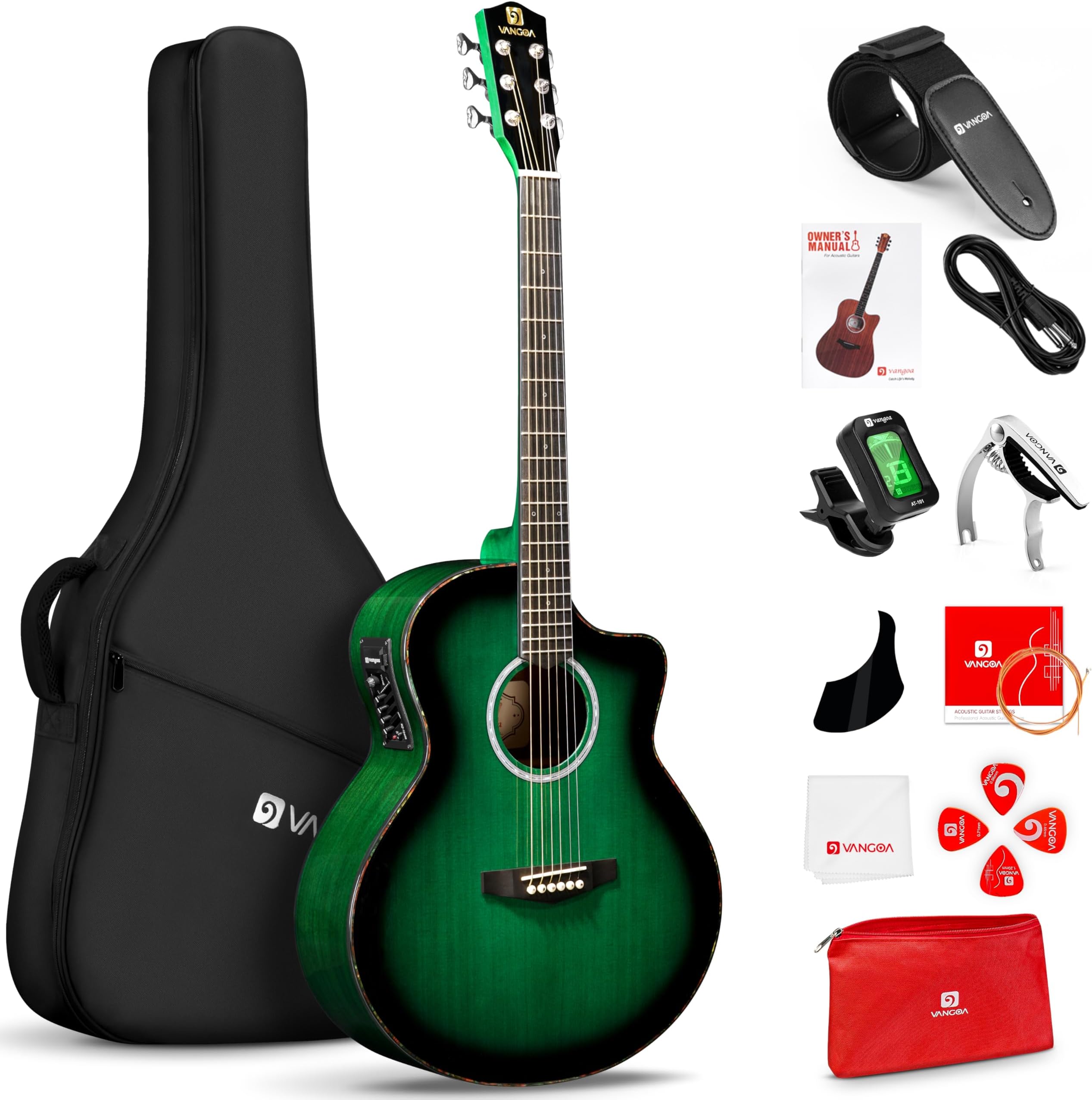 Amazon.com: Vangoa Acoustic Electric Guitar 41" Set, Jumbo Cutaway Acoustic Guitars, 4/4 Full ...