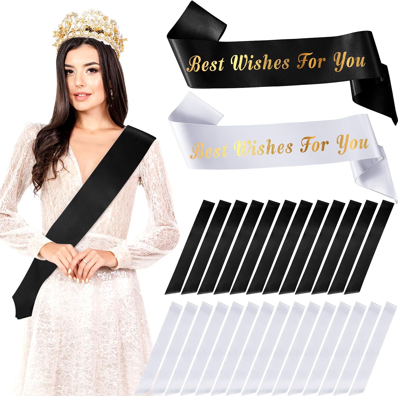 Amazon.com: 10 Pack Beauty Pageant Sashes - Blank Satin Sashes in White ...