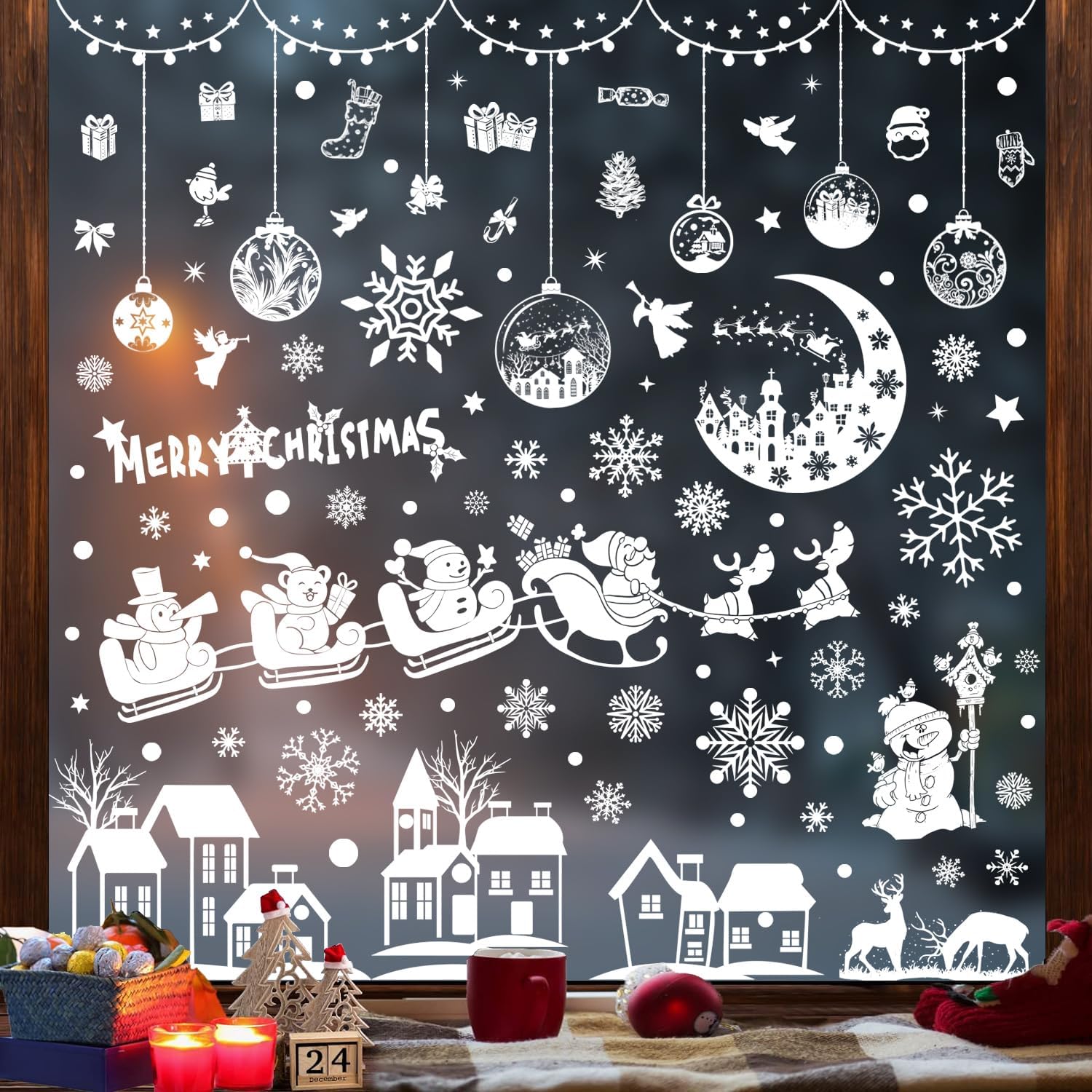 Amazon.de: Milula Studios 200 Fensterbilder Weihnachten Schneeflocken ...