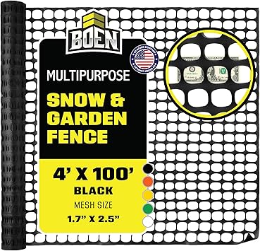 Amazon.com : BOEN 4' x 100' Black Temporary Fencing, Mesh Snow Fence ...
