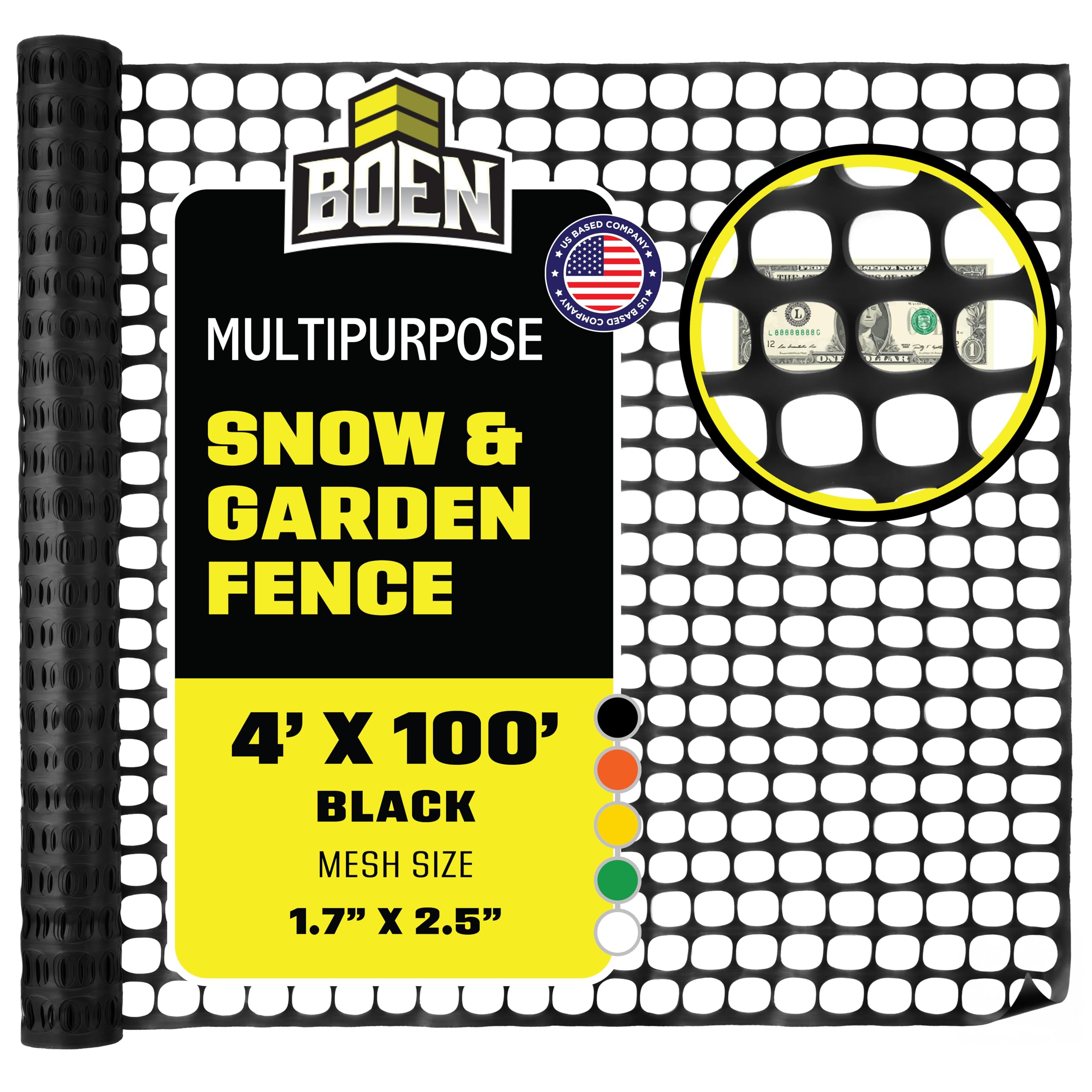Snapklik.com : BOEN 4 X 100 Black Temporary Fencing, Mesh Snow Fence ...
