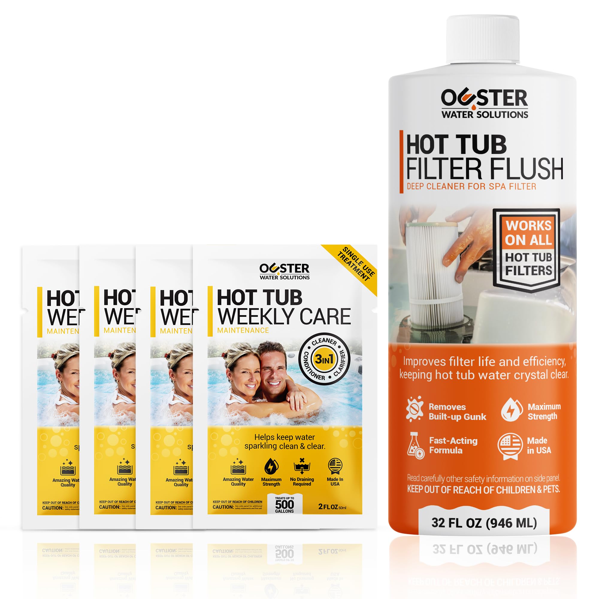 Amazon.com : Bio Ouster Hot Tub Chemicals Bundle - 3in1 Weekly Care (4 ...
