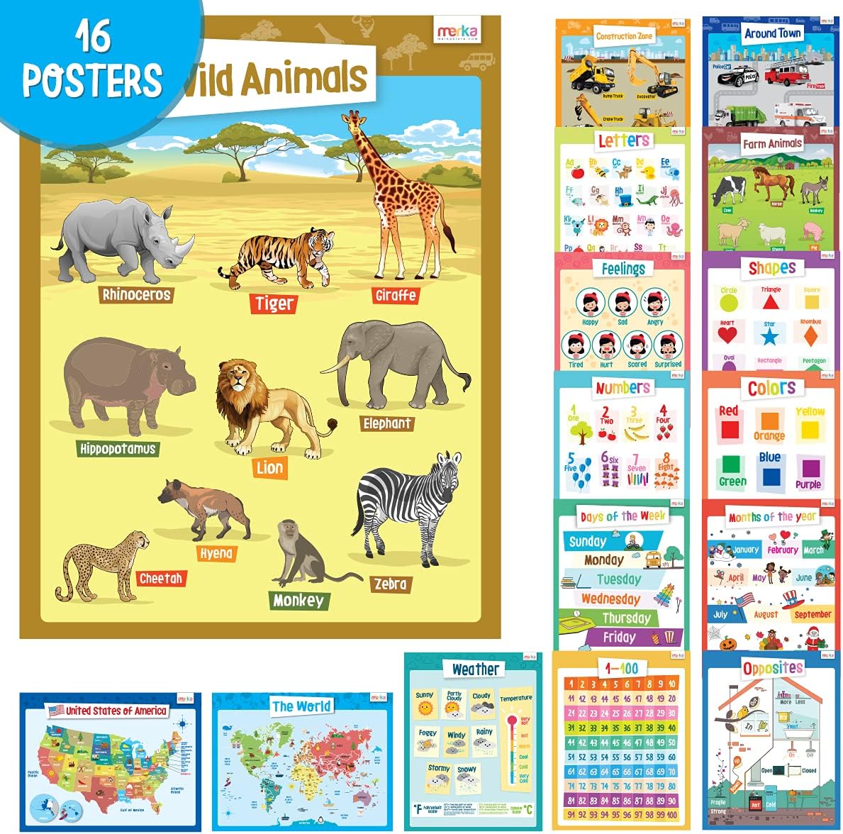 Educational Large Kindergarten Wall Poster Set - Australia | Ubuy