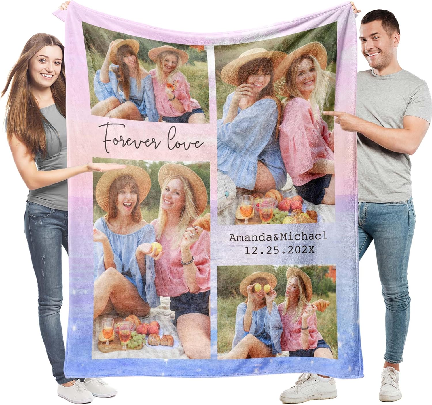Amazon.com: Easycosy Personalized Photo Blankets for Couples Gifts ...