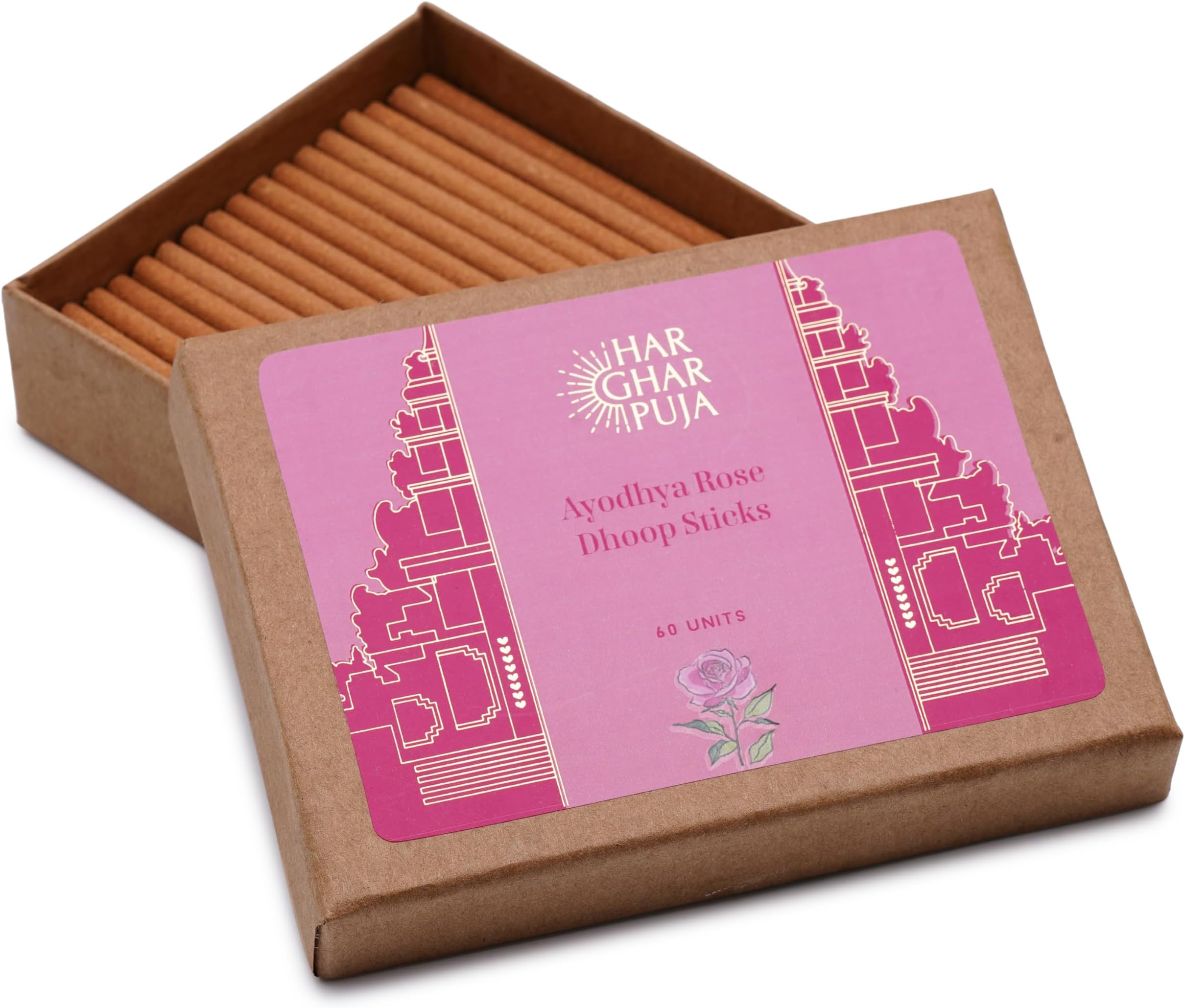 Har Ghar Puja Dhoop Sticks for Pooja, 60 Count – Vinayak Marigold, 9cm ...