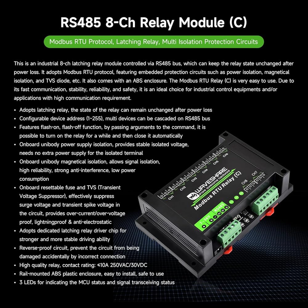 Waveshare Modbus RTU 8-ch Latching Relay Module (C) Nepal | Ubuy