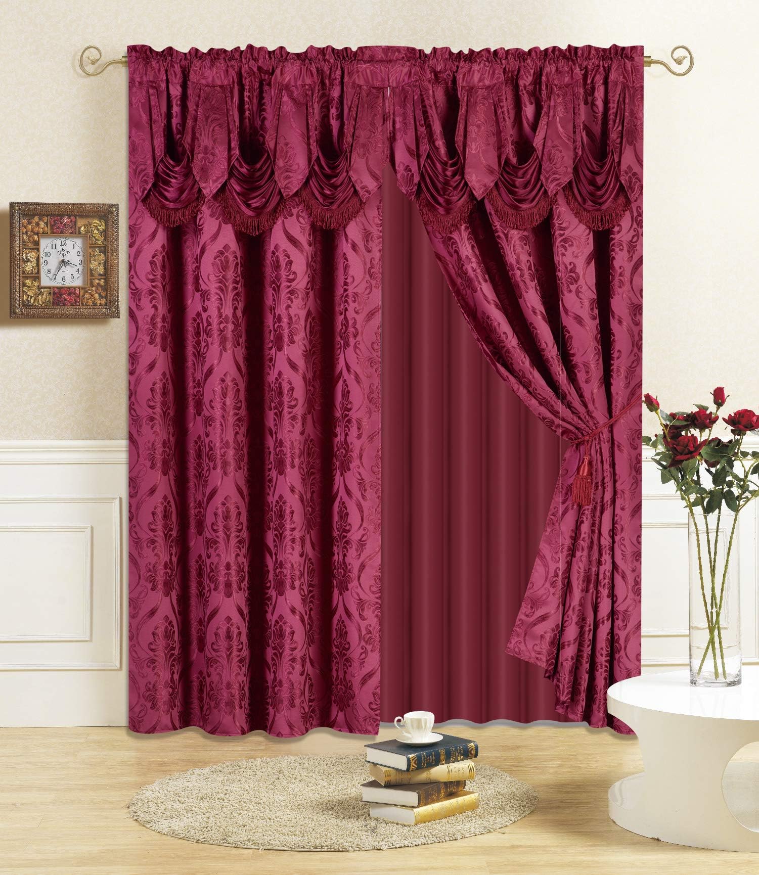 Amazon.com: All American Collection New 4 Piece Drape Set with Attached ...