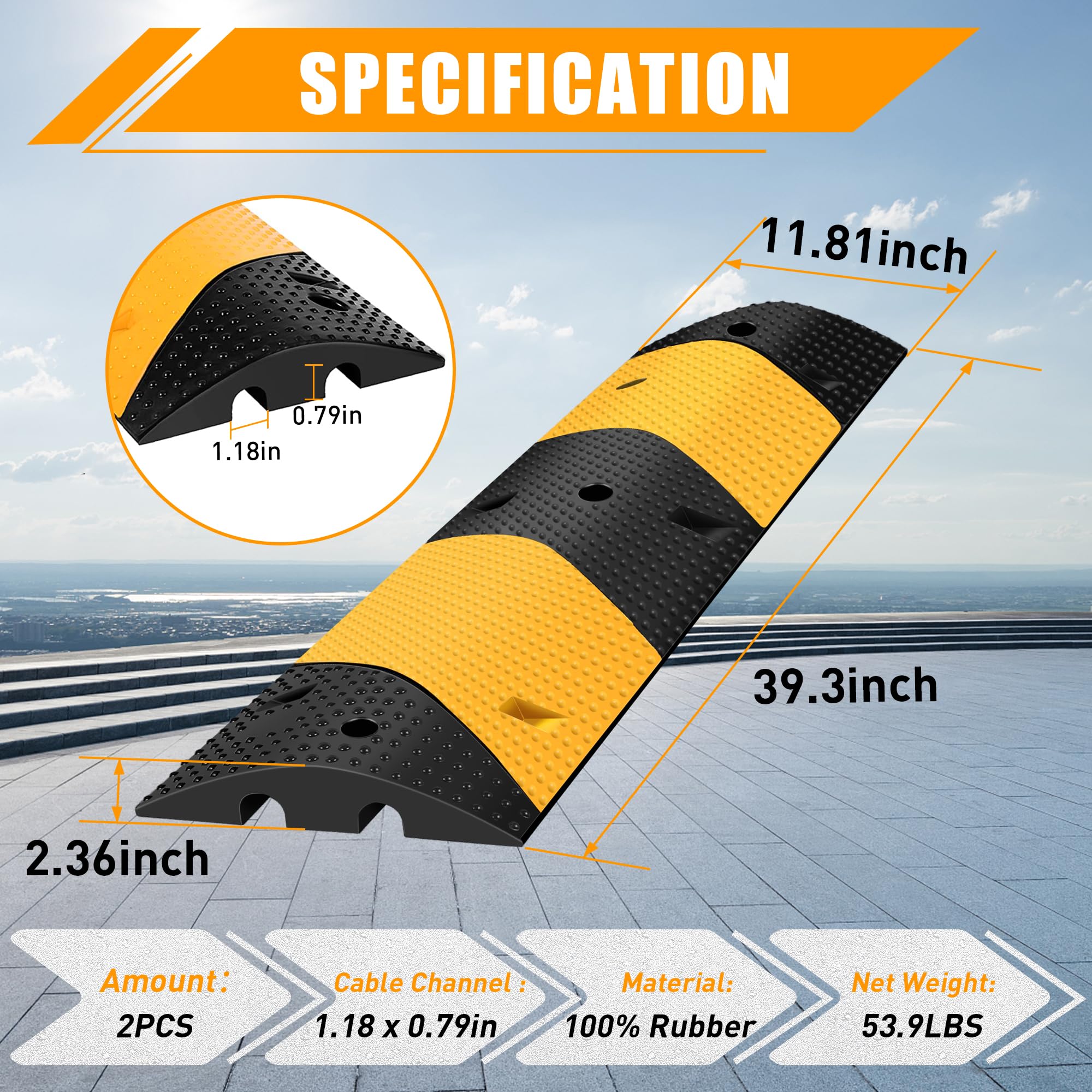 Snapklik.com : Rengue 39.3" Rubber Speed Bump, Pack Of 2 Total 78.6 ...