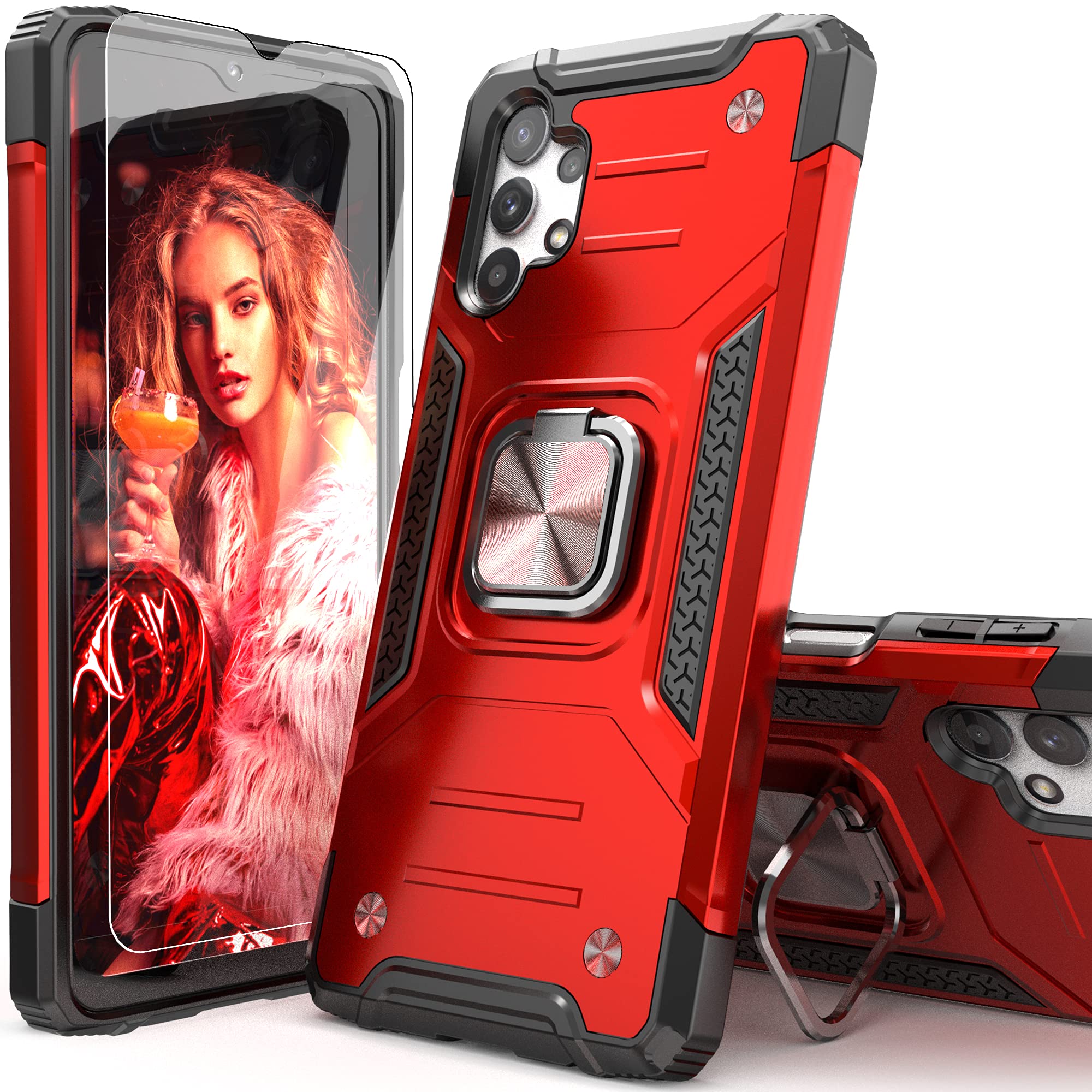 Amazon.com: IDYStar Galaxy A32 5G Cellular Phone Case, Shockproof Red ...
