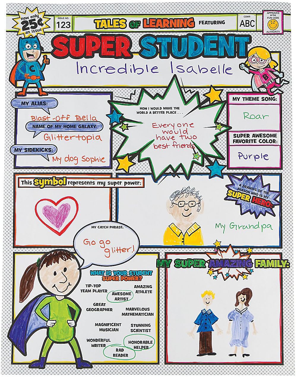 Amazon.com: Fun Express Super Student Poster - 30 Fill in Your Own ...