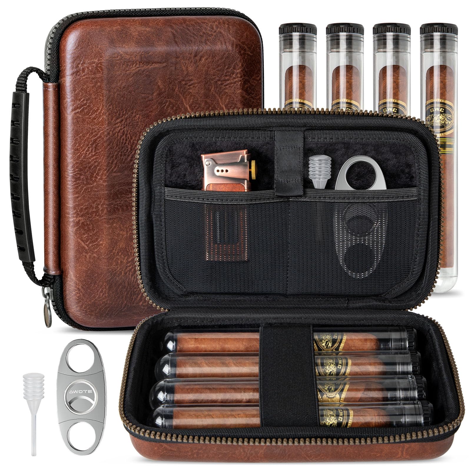 Amazon.com: AWOTE Travel Cigar Humidor Case Portable Travel Cigar Bag ...