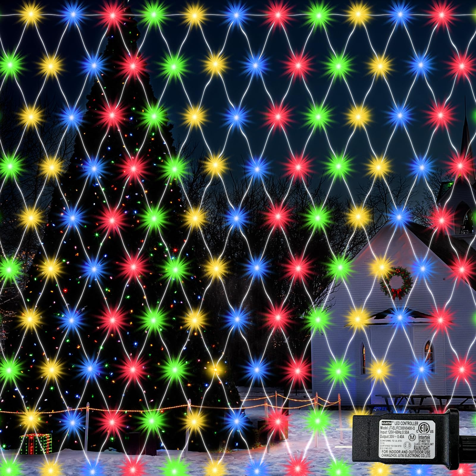 Lovelite 360 LED Net Lights, 21ft x 5ft Colorful Christmas Mesh Lights ...