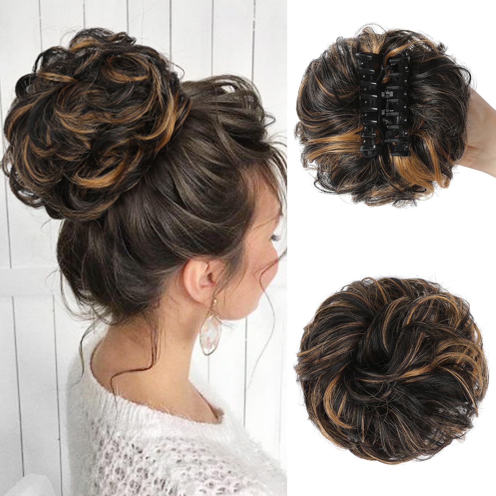 Amazon.com : YOGFIT Claw Clip Messy Bun Hair Piece Real Human Hair Buns ...