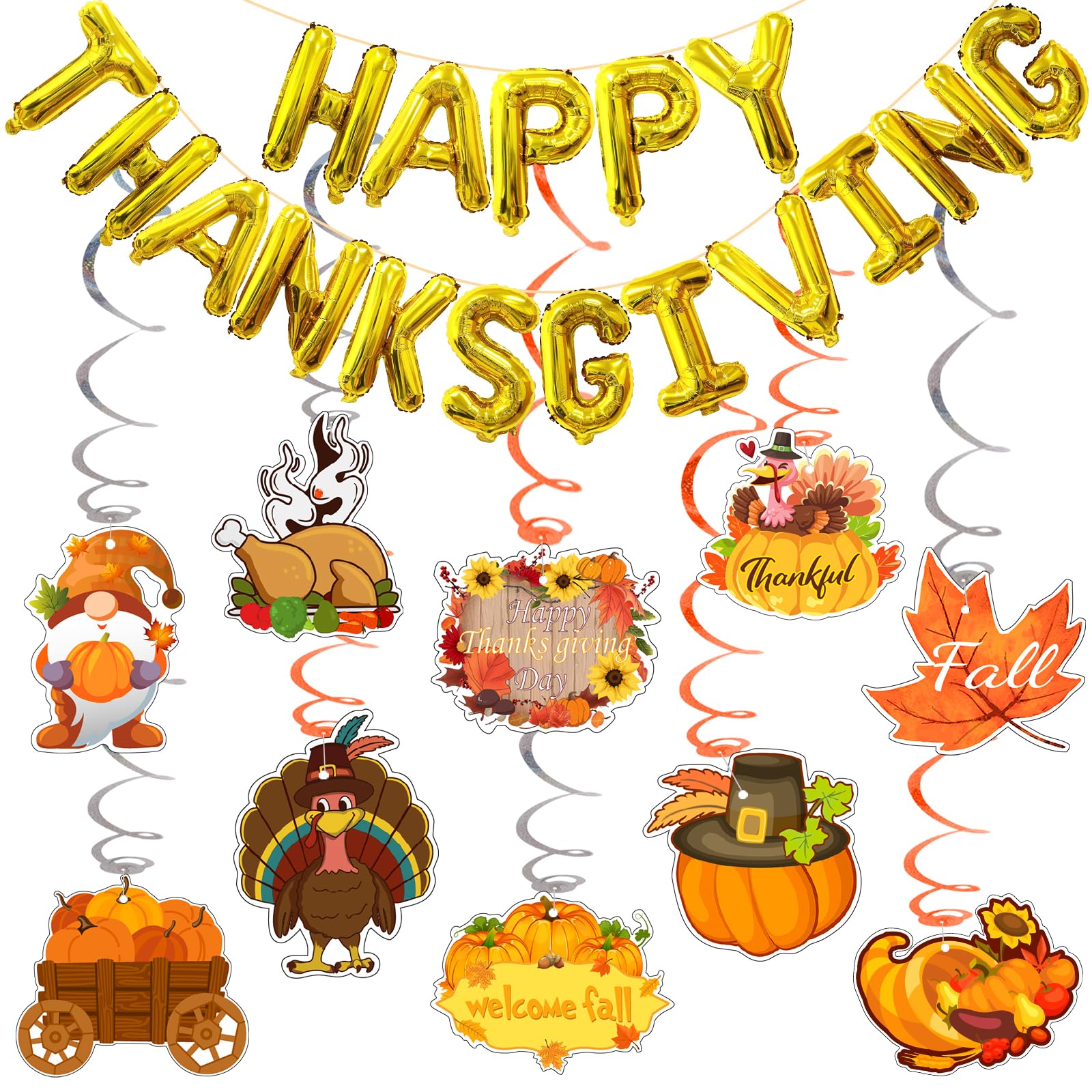 Amazon.com: Happy Thanksgiving Banner Balloons, Thanksgiving ...