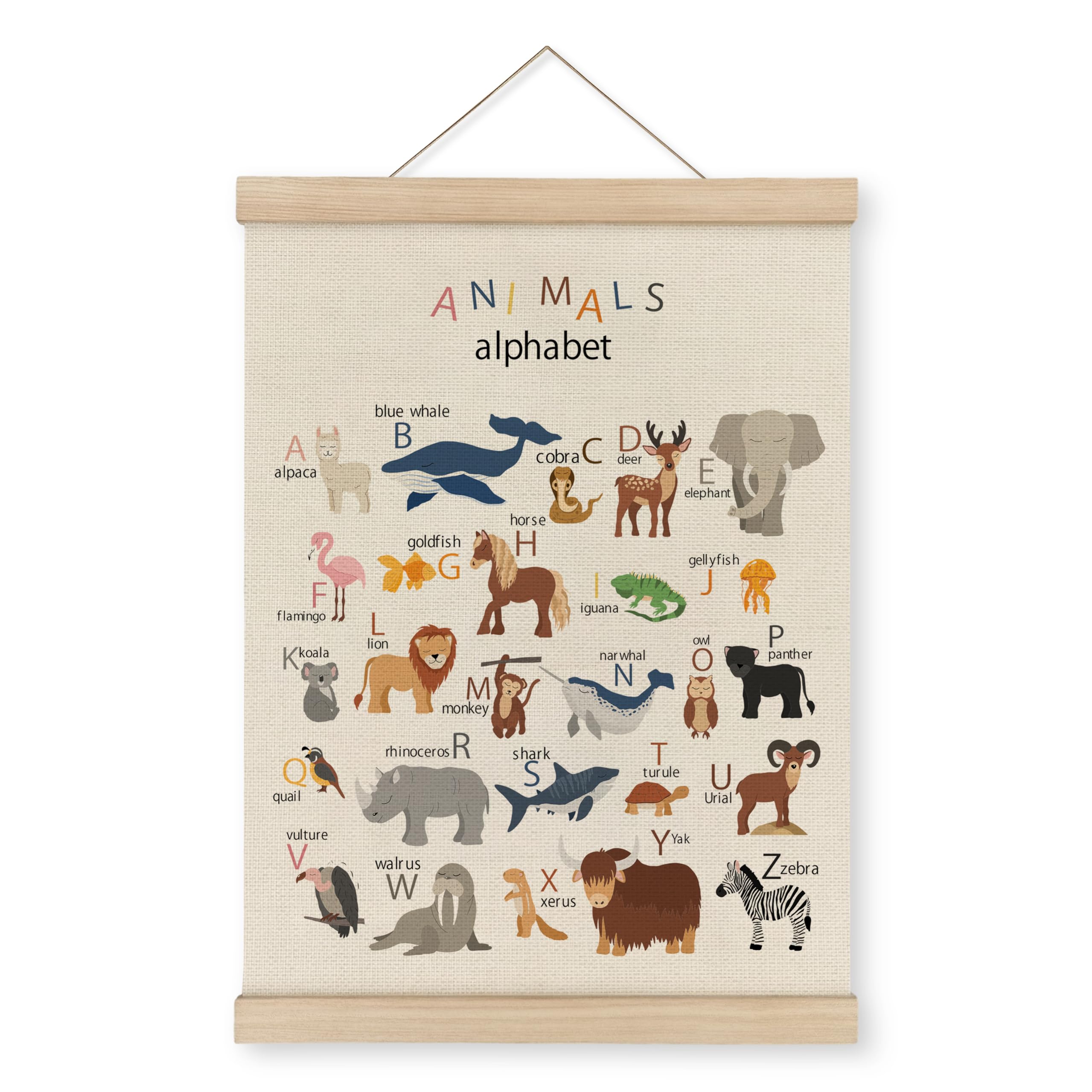 Amazon.com: MAQIKA Animals Alphabet Abc Poster Framed with Wood Hanger ...