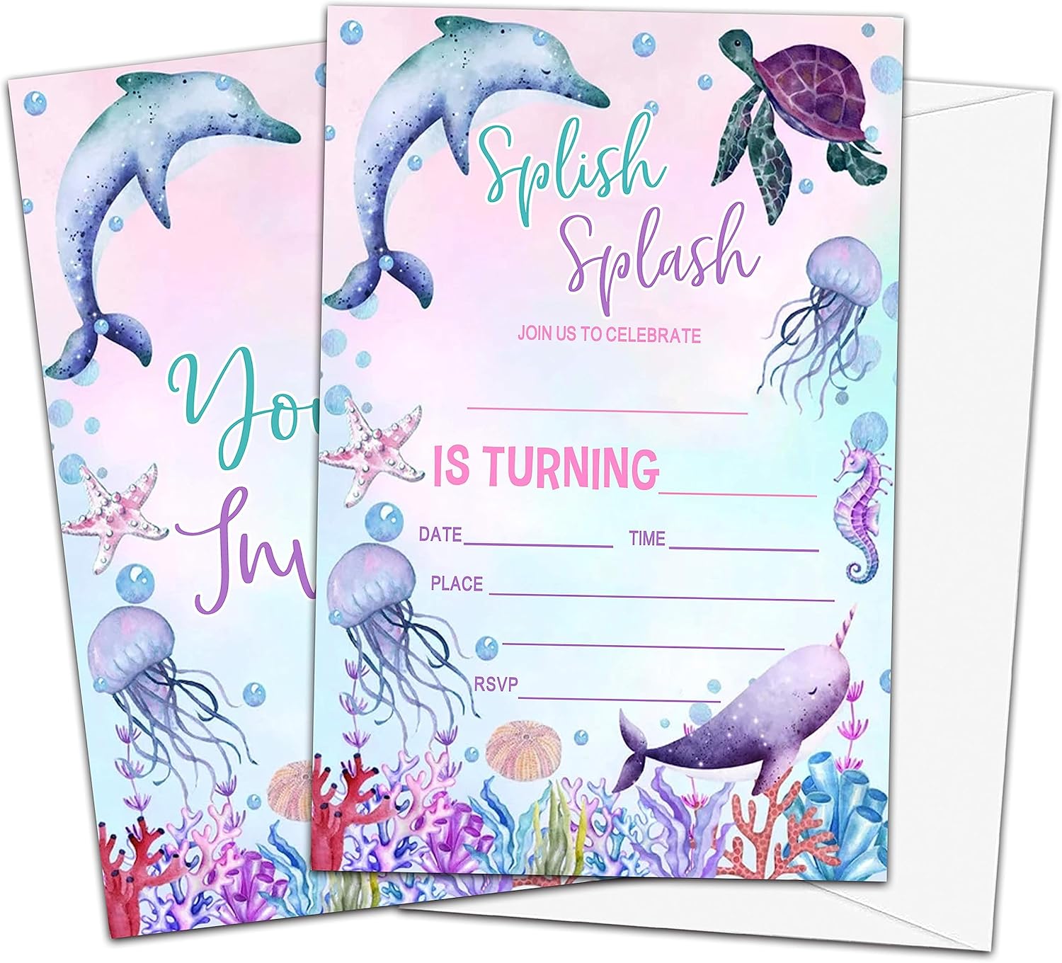 Amazon.com : Ymyfdyj Under The Sea Birthday Invitations for Kids, Sea ...