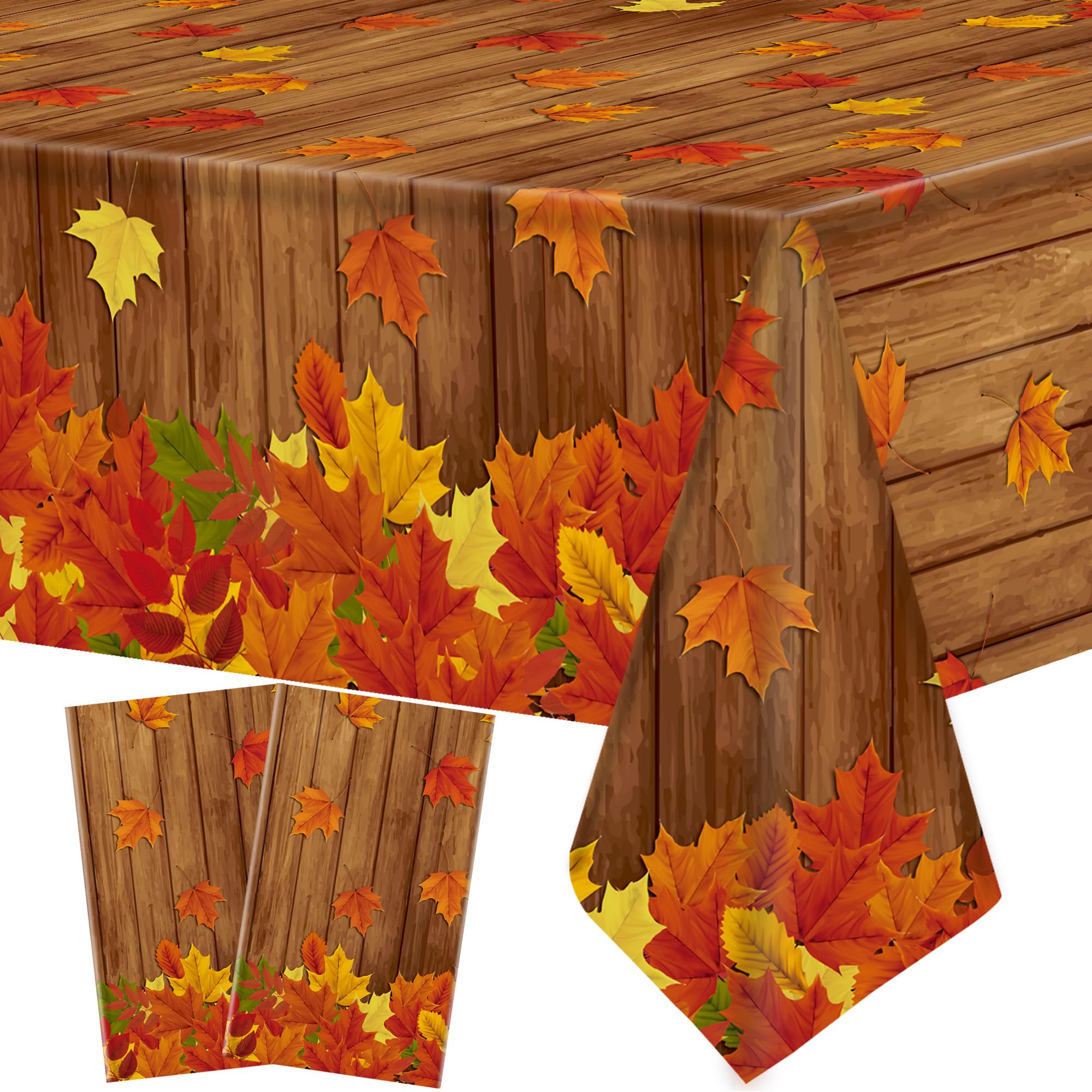 Amazon.com: 2 PCS Fall Plastic Tablecloth Disposable Maple Leaf Table ...