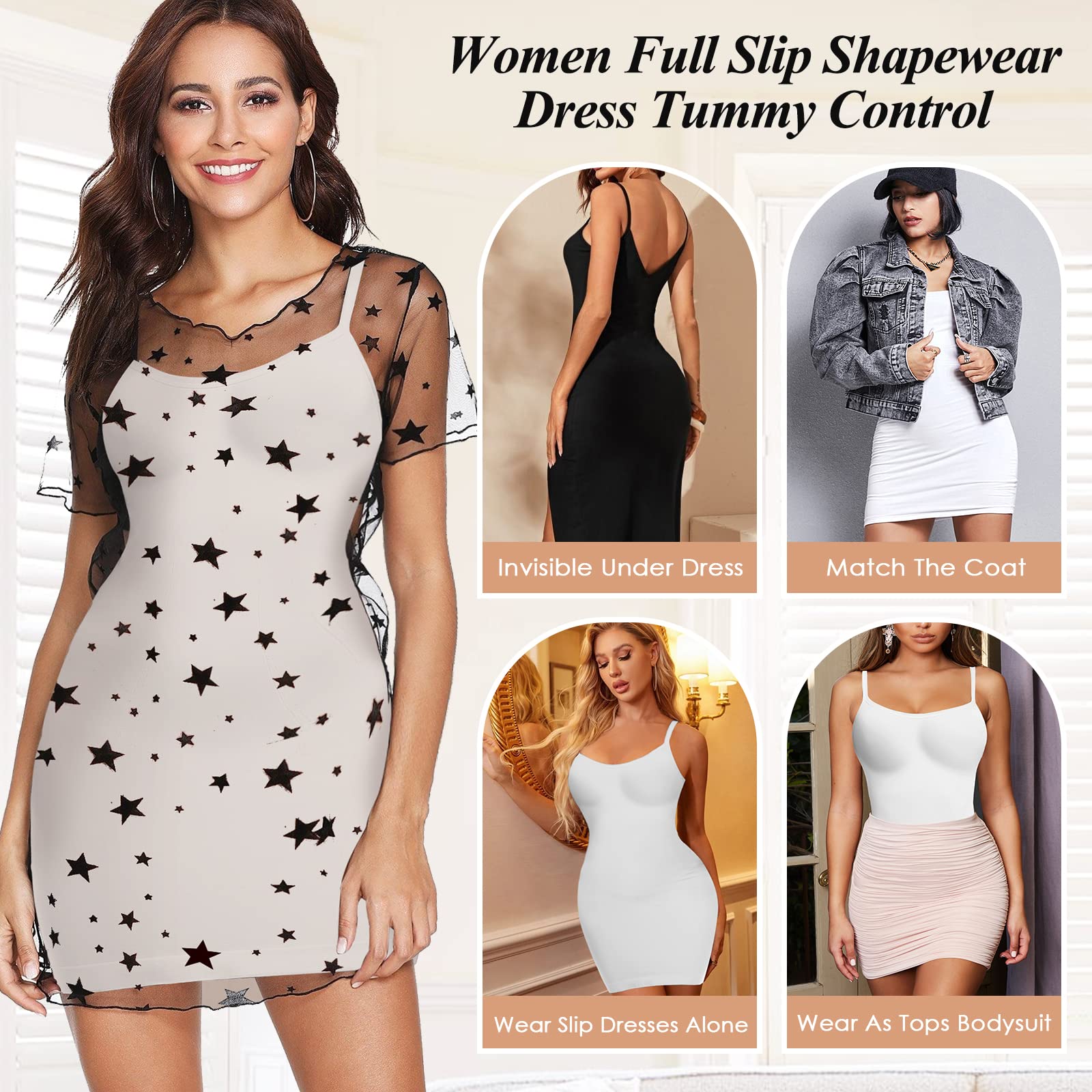 Snapklik.com : Womens Shapewear Slips For Under Dresses Tummy Control ...