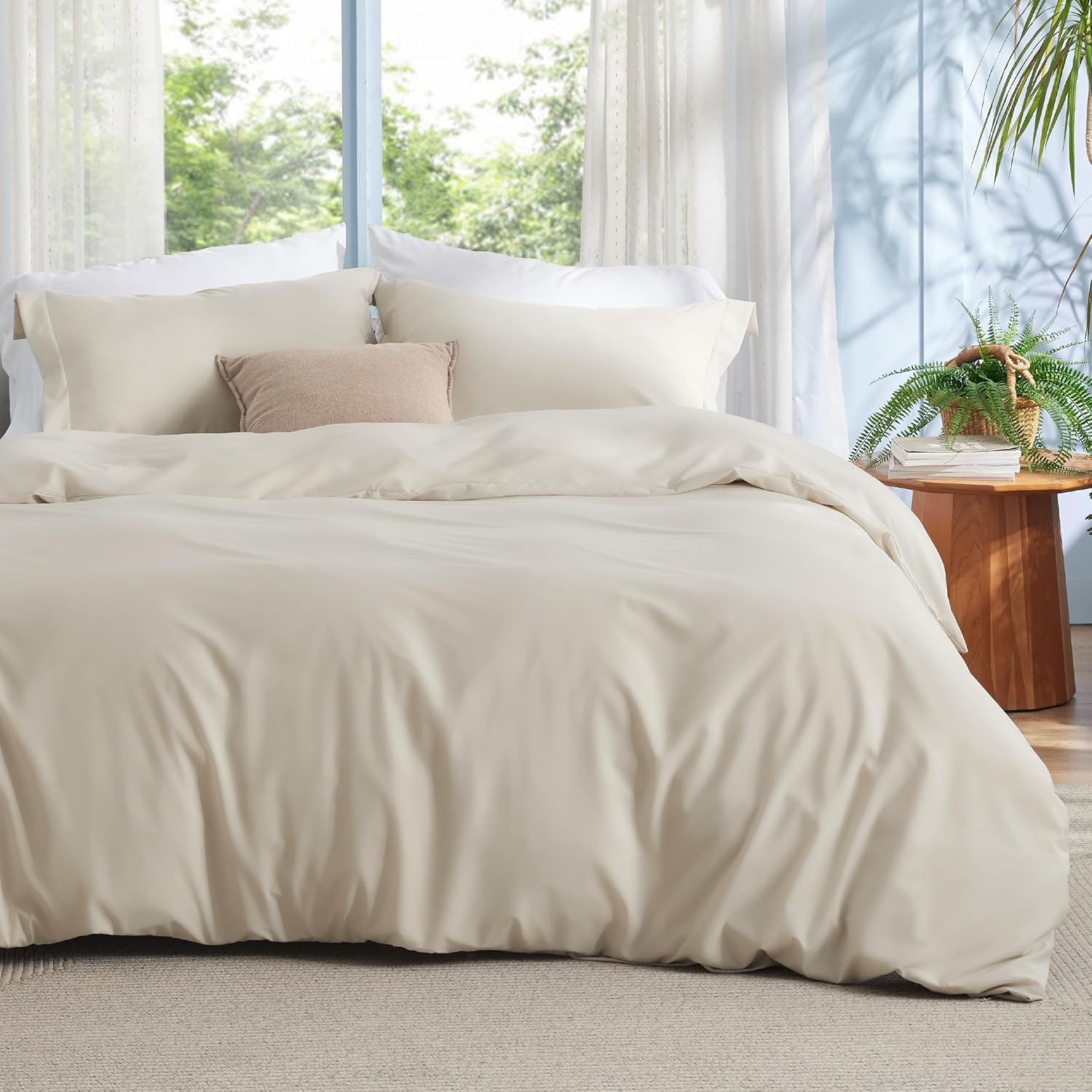 Bedsure Linen Duvet Cover King Size - Polyester & Rayon Derived from ...