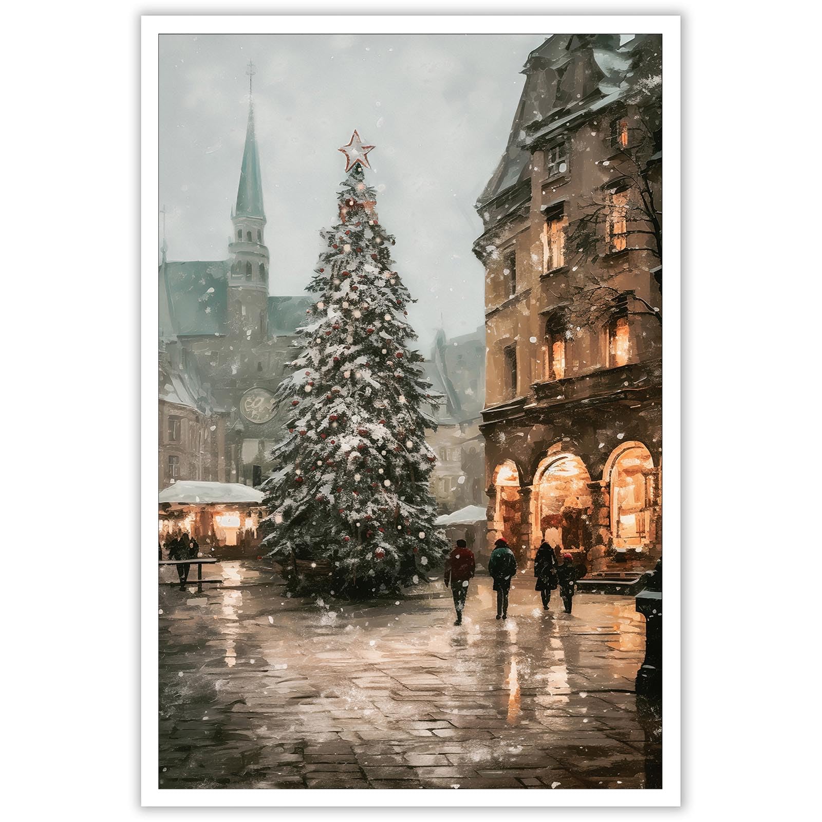 Amazon.com: Cmoqtiv Vintage Christmas Tree Posters Winter Festival ...