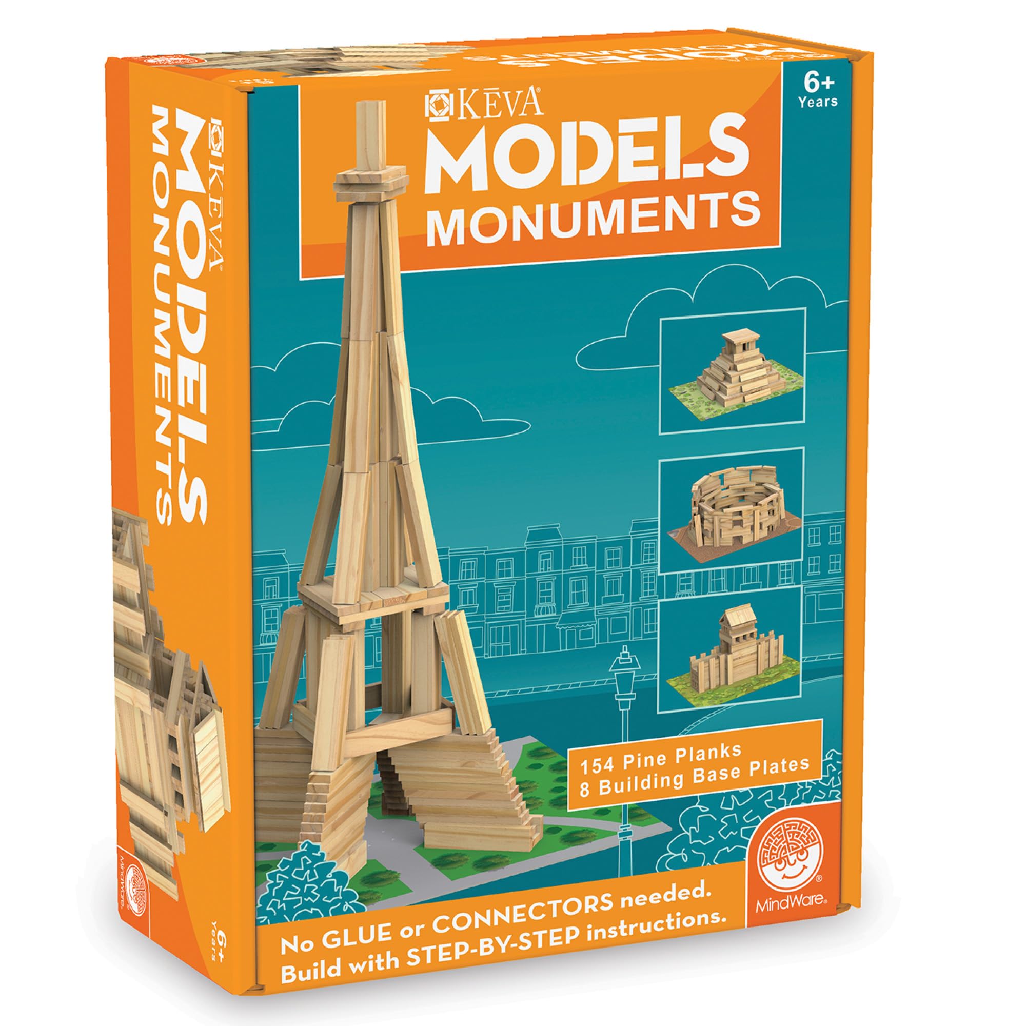 Amazon.com: MindWare KEVA Models Monuments - 154 Wooden Building Planks ...