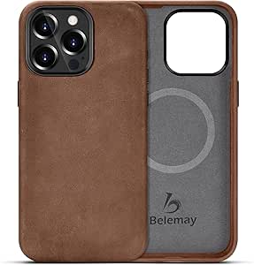 Amazon.com: Belemay Compatible with iPhone 15 Pro Max Leather Case Magsafe-Top Grain Vintage ...