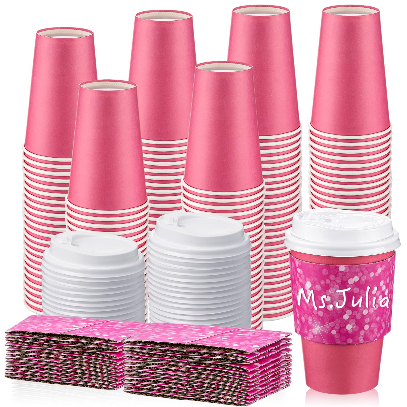 Amazon.com: Zopeal 100 Sets Disposable Coffee Cups with Lids and ...