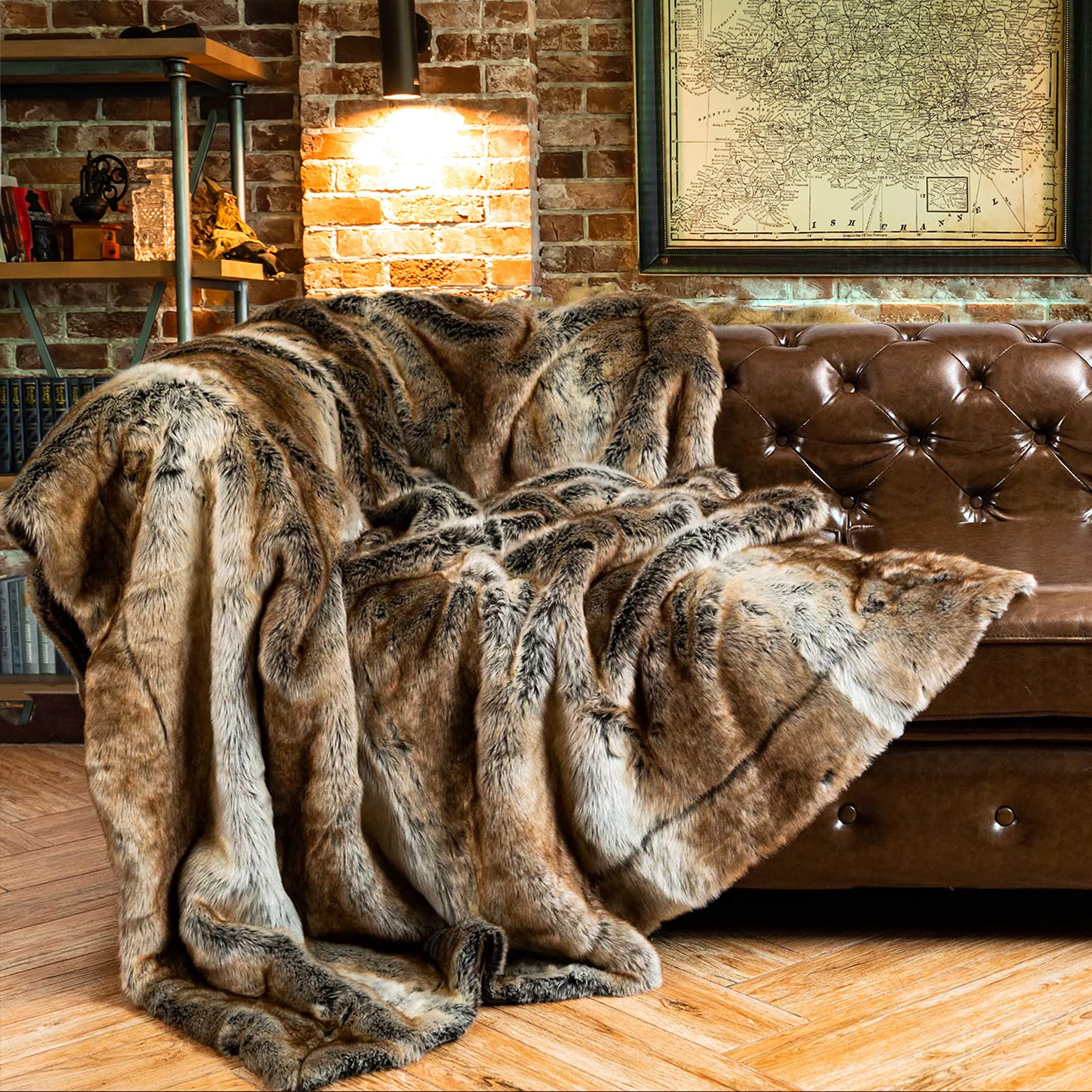Buy BATTILO HOME Large Brown Faux Fur Throw Blanket For Bed Fall Fur