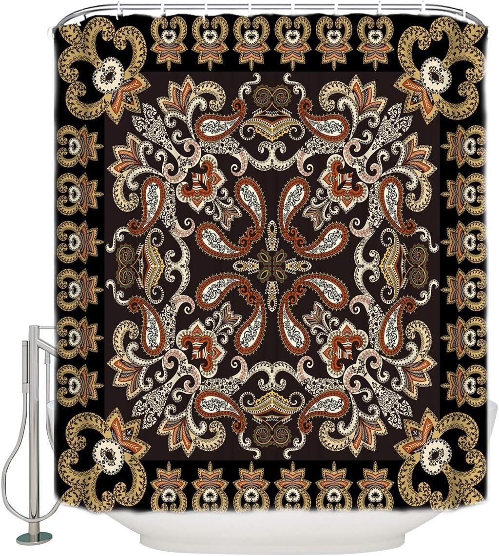 ANNAMALL Shower Curtains,Bohemian Vintage Texture Brown Cloth Shower ...